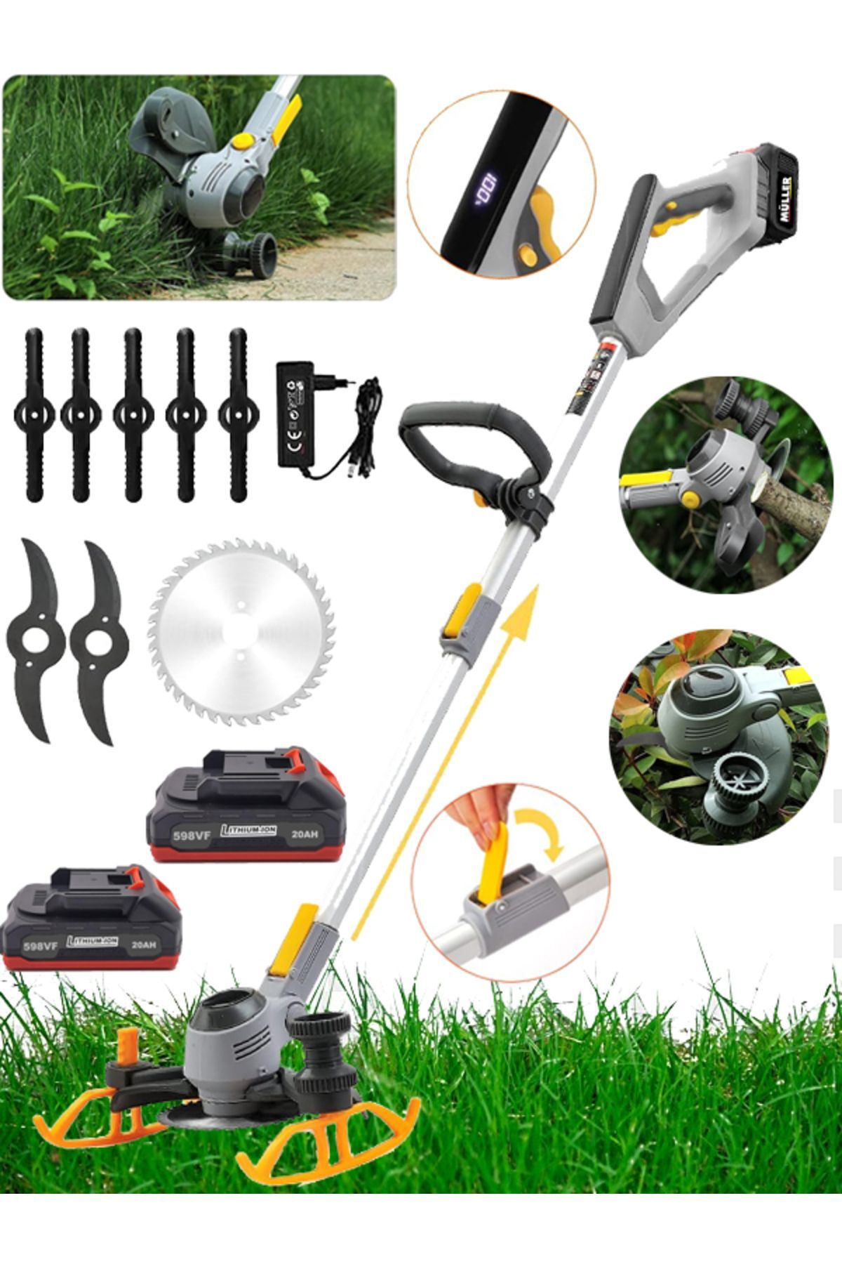 Müller Alman Siha S76 Fırçasız Motor 598 Vf 20 Ah Çift Akülü Dijital ...