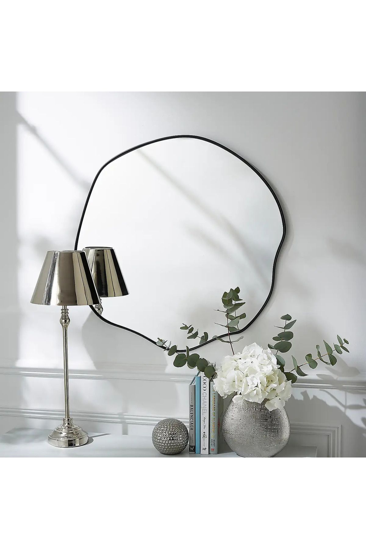 MKS Design 85x85 Siyah Çerçeveli Asimetrik Duvar Dekor Aynası ...