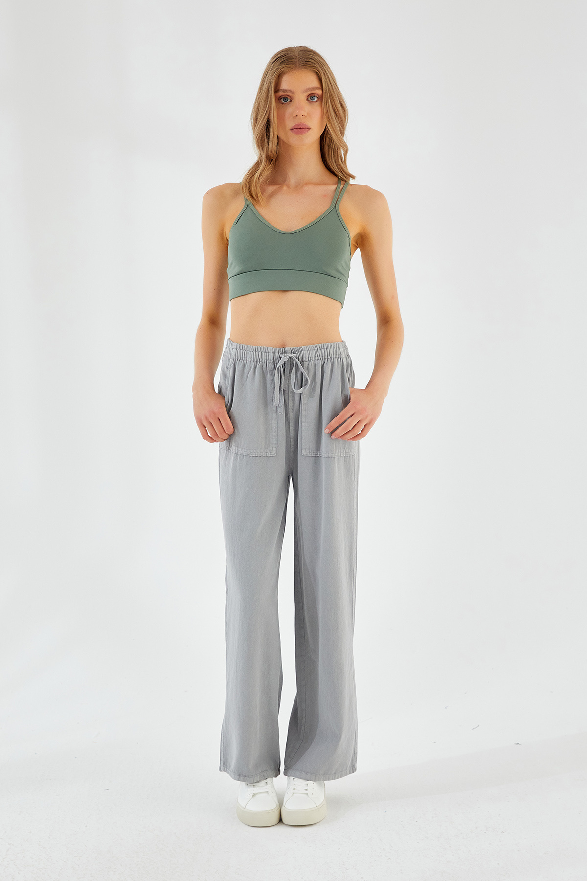 Mixray 4457 Kadın Gri Bol Paça Yıkamalı Yazlık Pantolon - Fiyatı, Yorumları