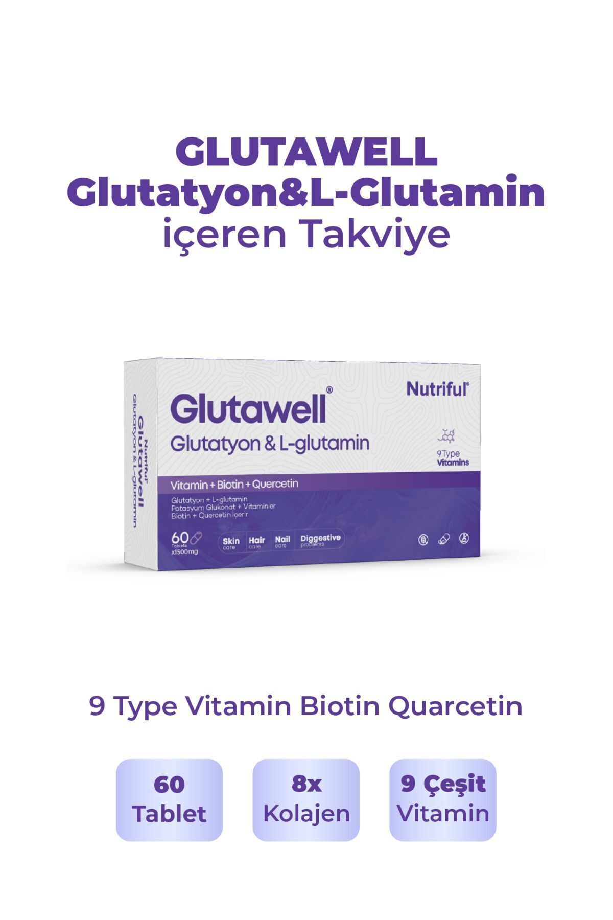 Nutriful GlutaWell Glutatyon ve L-Glutamin İçeren 60 Tablet Fiyatı ...