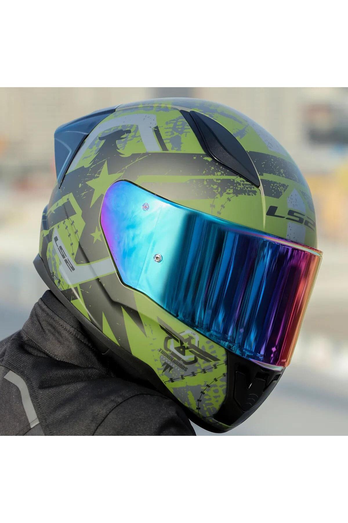 LS2 Rapid 2 Thunder Birds Race Full Face Motosiklet Kaskı Yarış Spoiler ...