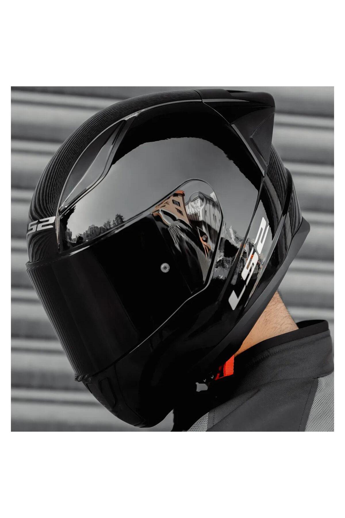 LS2 Rapid 2 Race Full Face Motosiklet Kaskı Yarış Spoiler Şeffaf Siyah ...