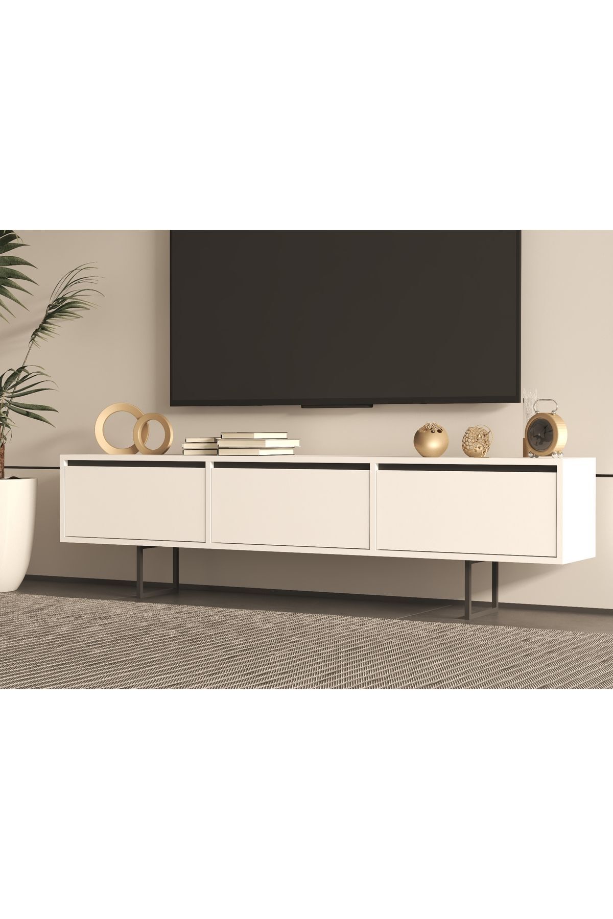 MERT SERT MOBİLYA Valentina Tv Sehpası Ünitesi 180 cm Metal Ayak ...