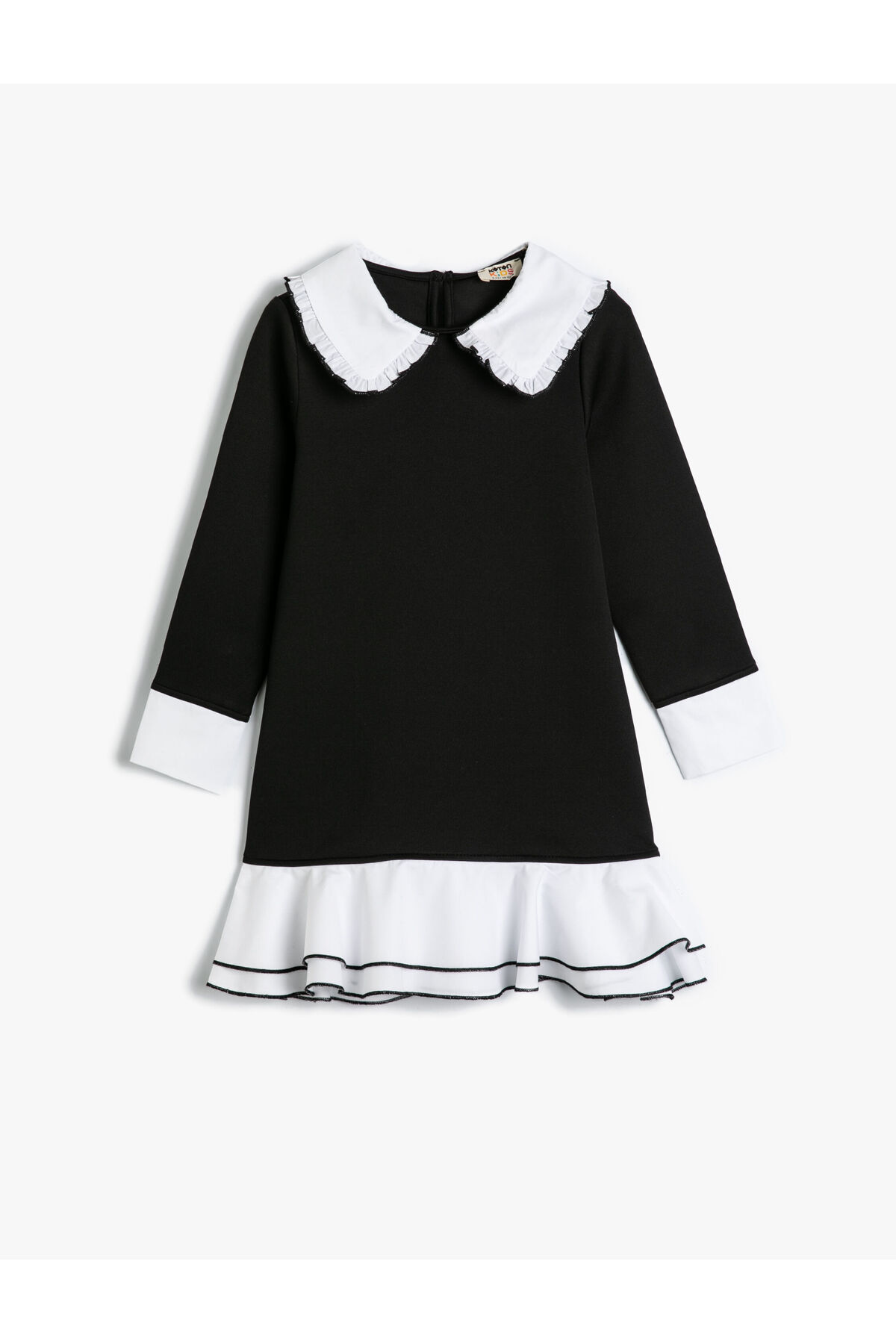 Koton Bebe Yaka Elbise Uzun Kollu Renk Kontrastlı Fırfırlı Fiyatı ...