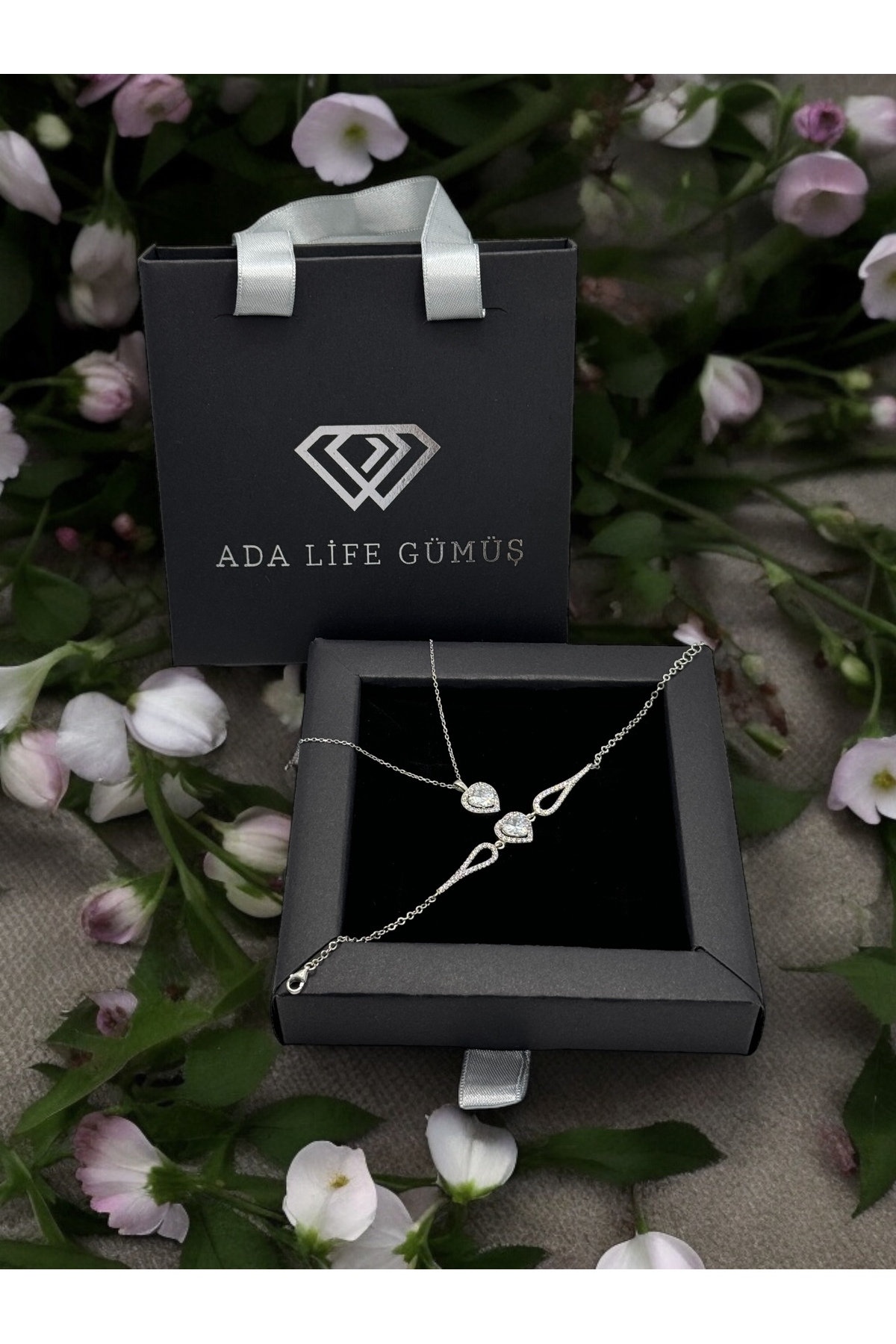 ADA LİFE GÜMÜŞ (ÖZEL KUTULU)925 Ayar Gümüş Pırlanta Kalp Model Kadın 2 ...