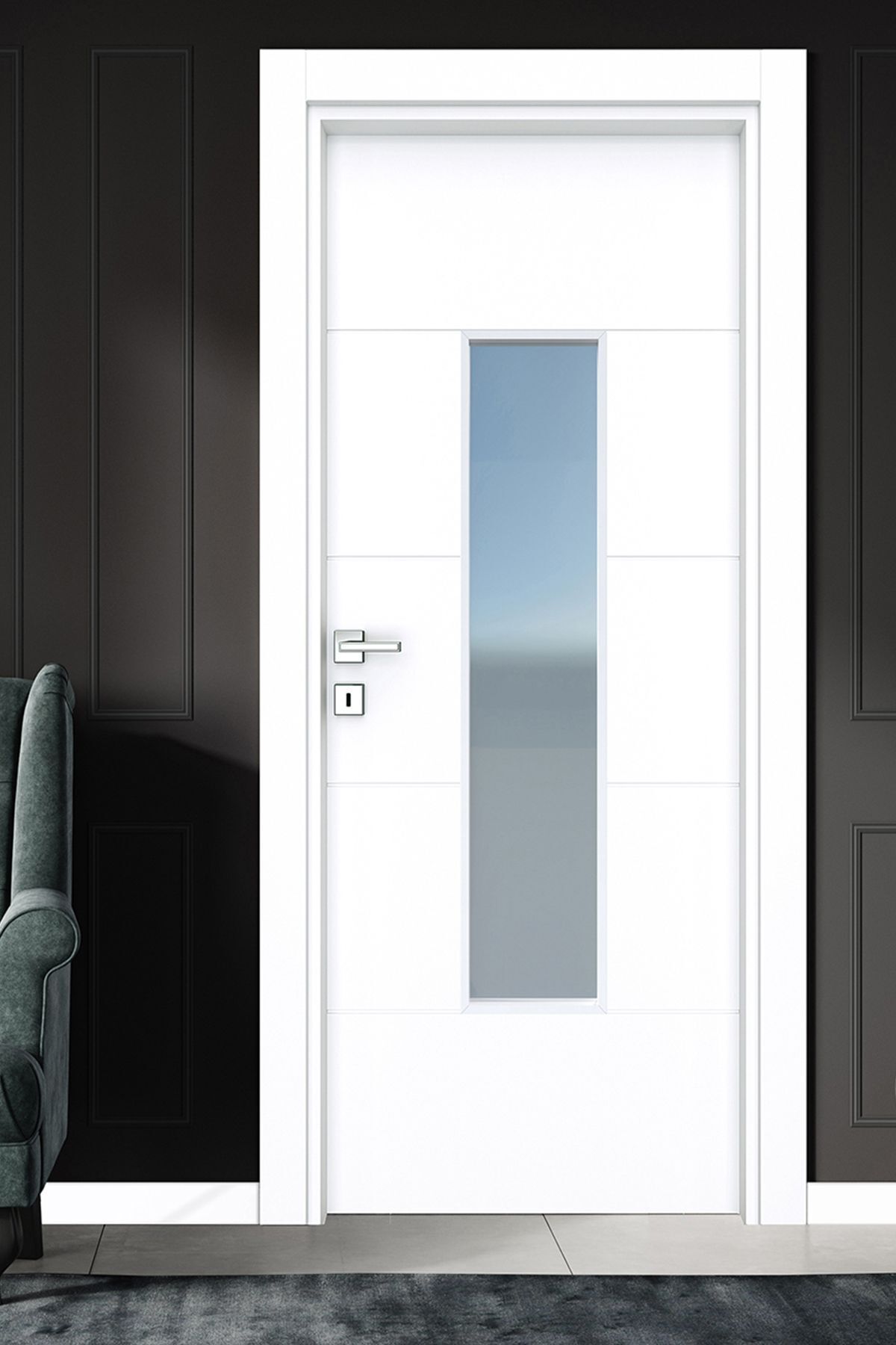 ALO KAPI MELAMİN KARİZMA İKİ CAMLI ODA KAPISI, BEYAZ, 86/204/14-17 CM ...