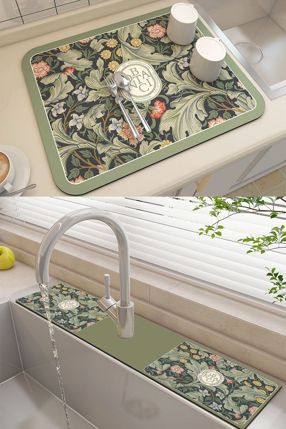 Else Dekor Else Tezgah Üstü Kaymaz Bulasik Kurutma Matı ve Su tutucu ...