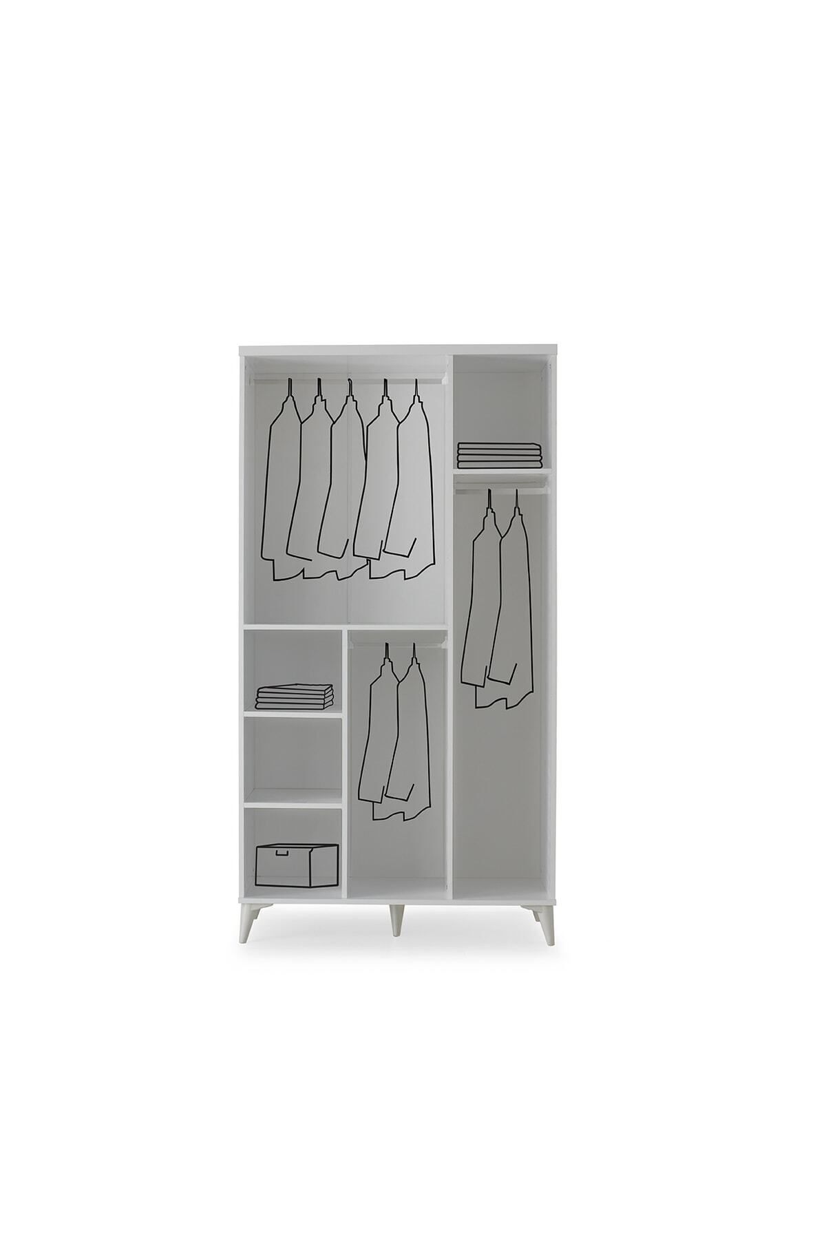 GuneyStore Ücretsiz Montaj Komple Mdf Sport 3 Kapaklı Beyaz Gardırop ...