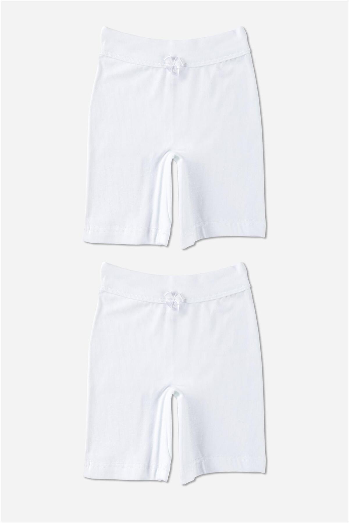 BAYKAR Kız Çocuk Pamuklu Düz Paçalı Boxer Tayt 2'li Paket Beyaz Fiyatı ...