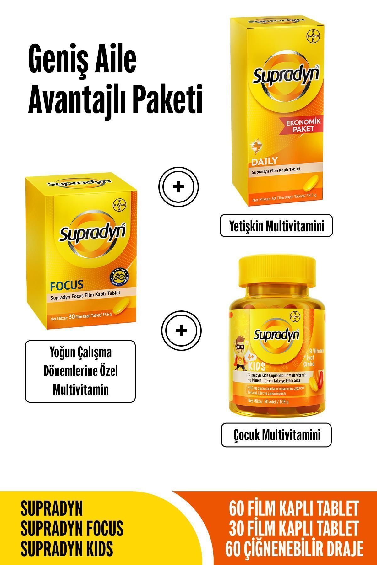 Supradyn Geniş Aile Avantajlı Paketi: Daily,focus,kids,yetişkin Ve ...