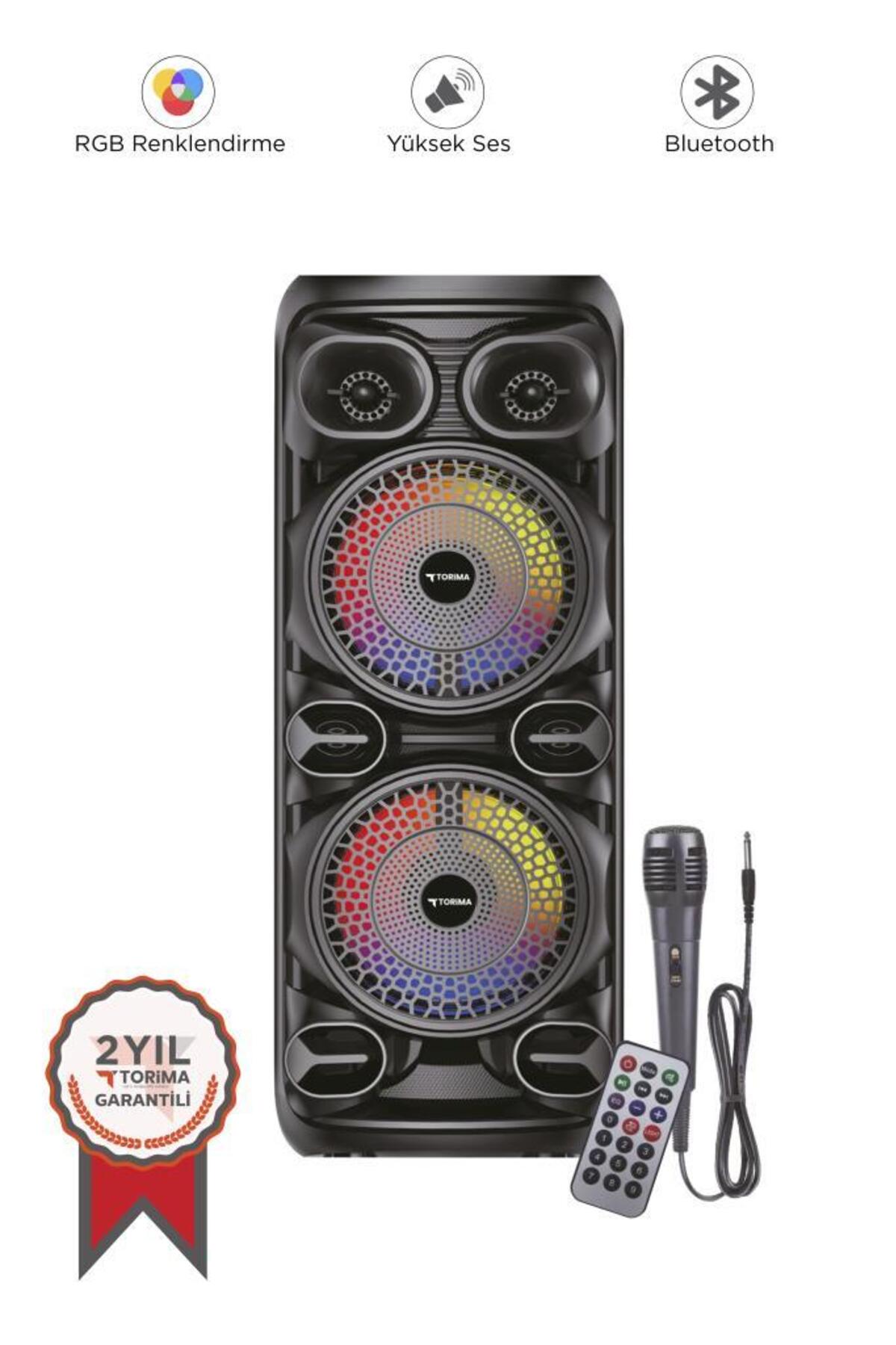Torima D28 Siyah RGB Işıklı Mikrofonlu Kumandalı USB/TF/BT/FM/AUX Bluetooth Hoparlör - Fiyatı ...