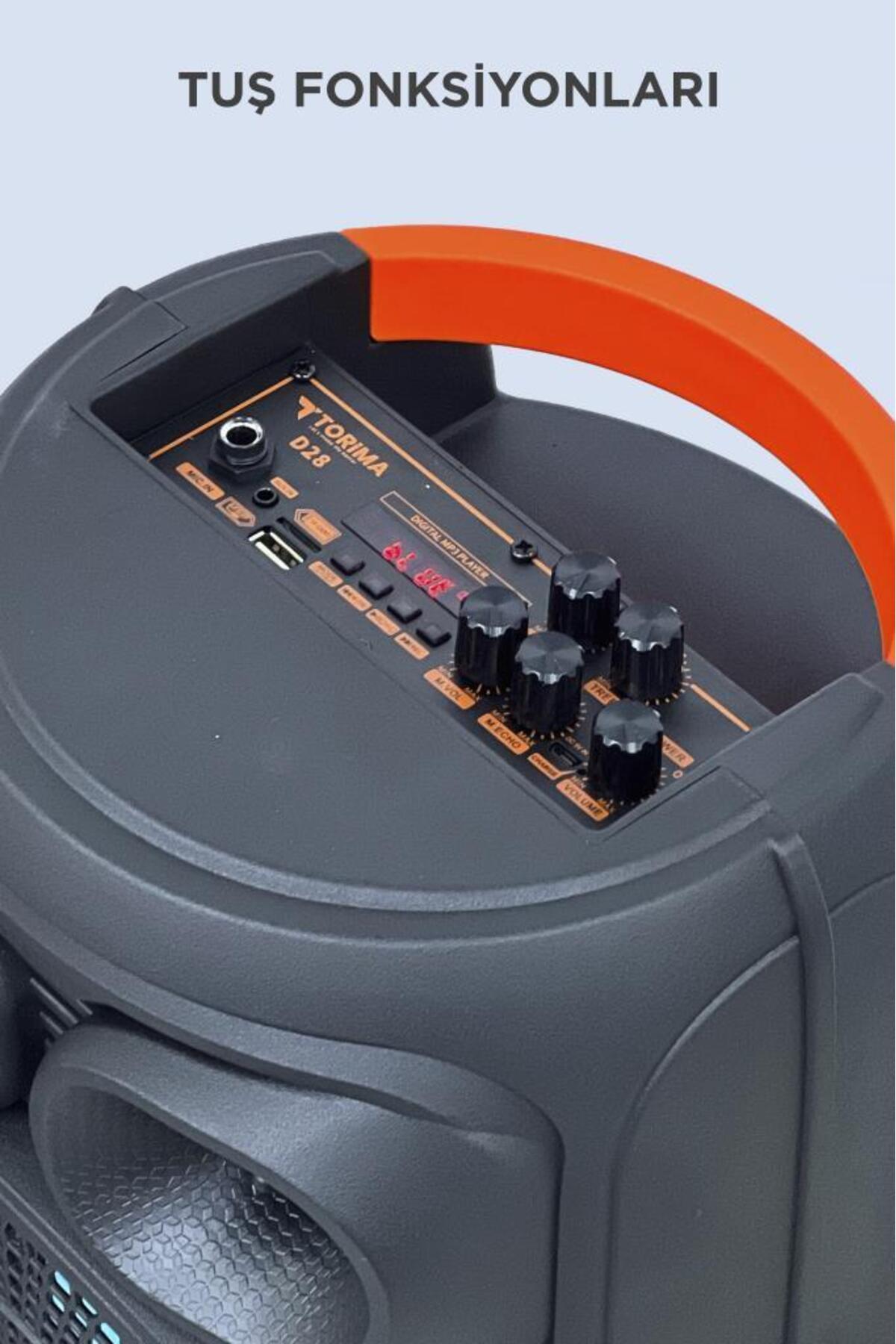 Torima D28 Siyah RGB Işıklı Mikrofonlu Kumandalı USB/TF/BT/FM/AUX Bluetooth Hoparlör - Fiyatı ...