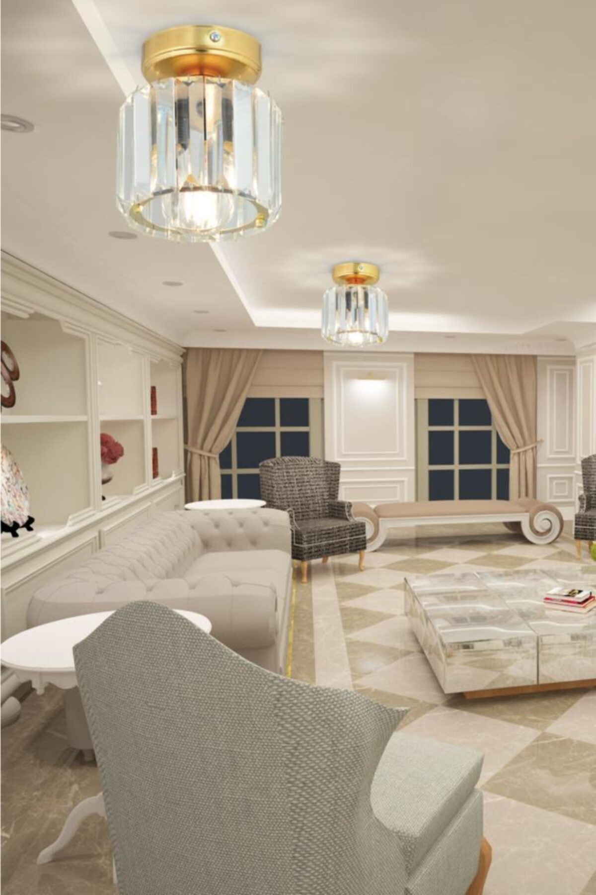 İstanbul Avize Plafonyer Tavan Gold Y-10 Kristal Taşlı Avize - Fiyatı ...