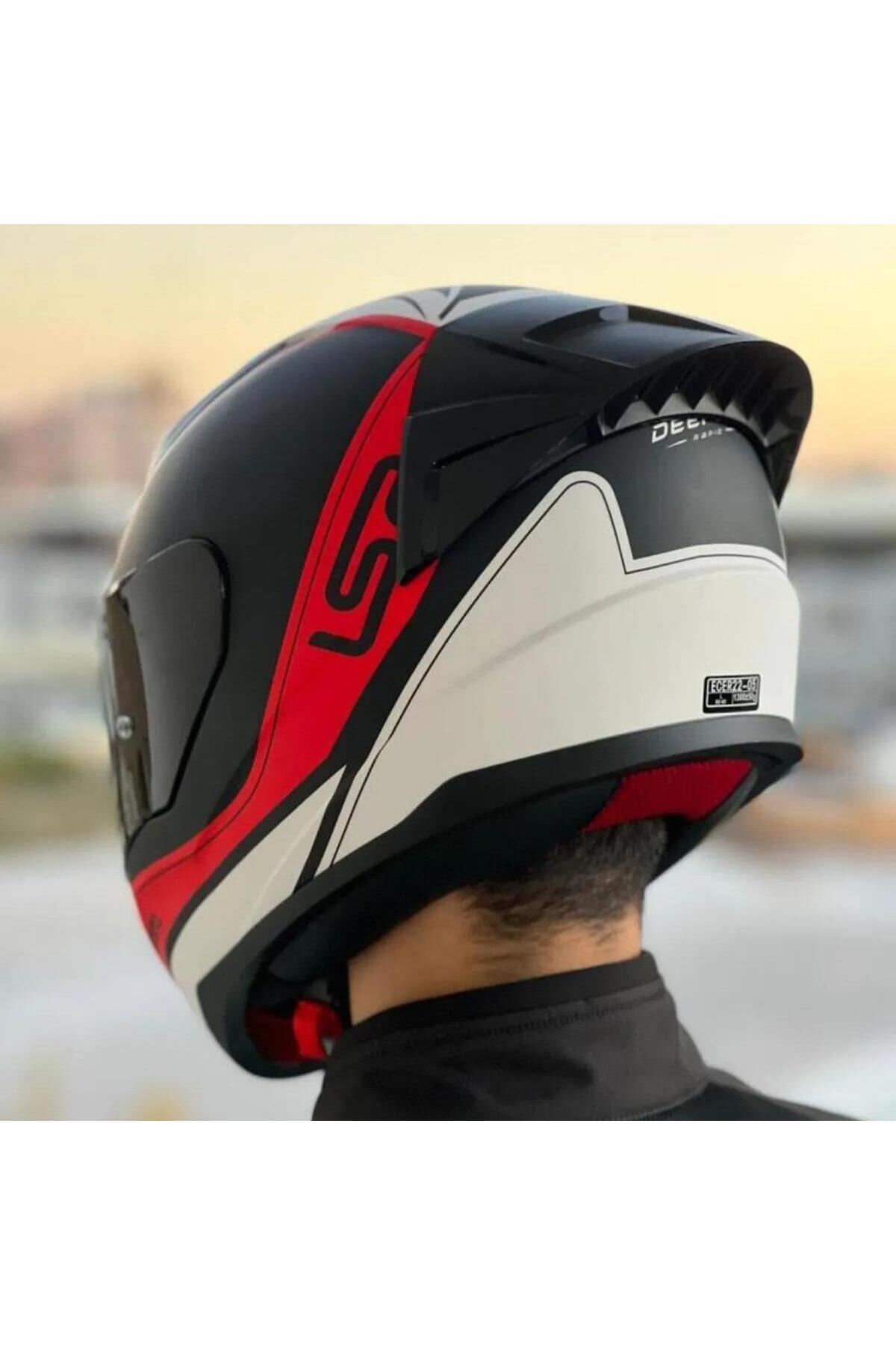 LS2 Rapid Deeper Race Full Face Motosiklet Kaskı Yarış Spoiler Şeffaf ...