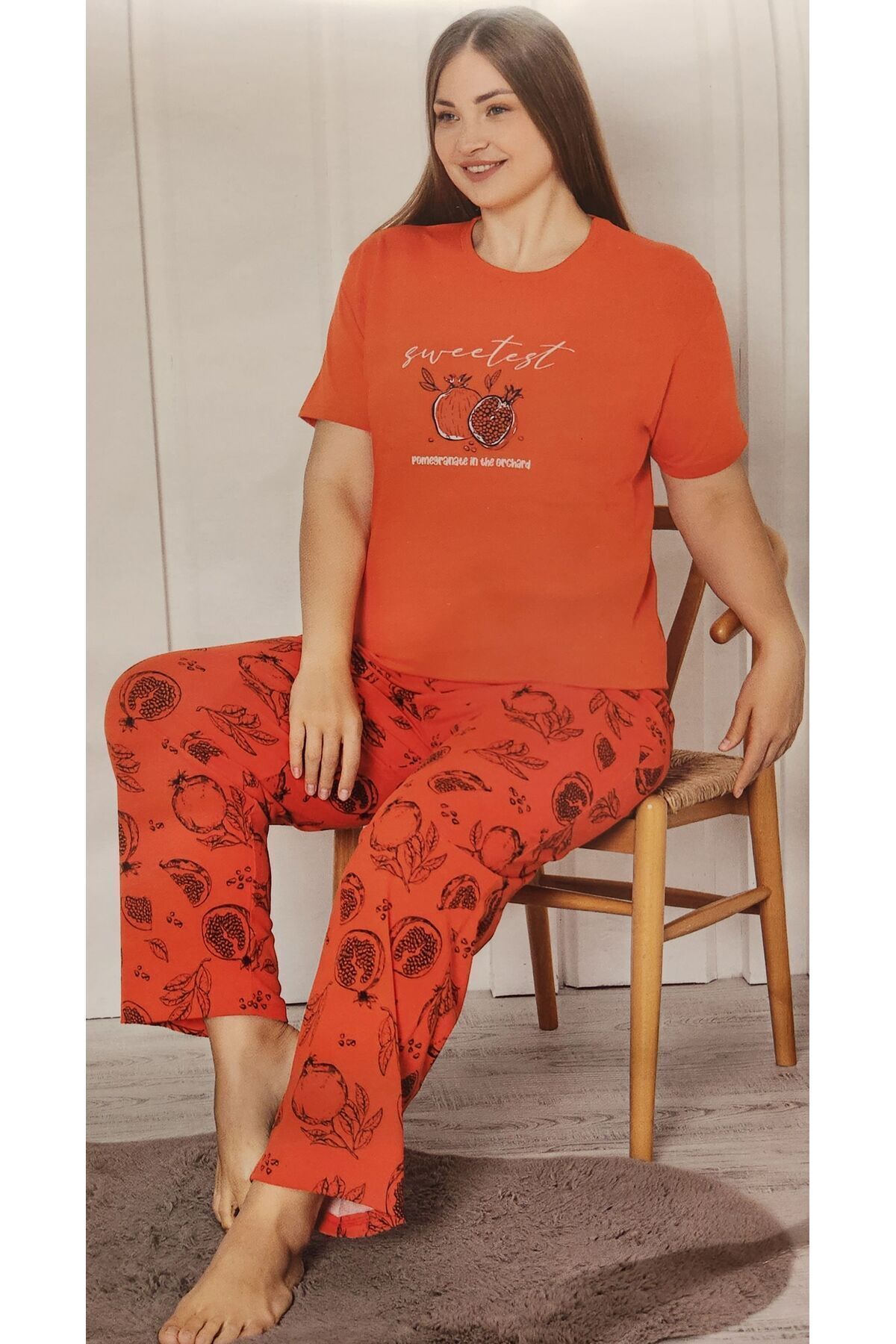 Mirano Pamuklu Kısakollu Anne Pijama Takımı Turuncu 4616 - Fiyatı, Yorumları