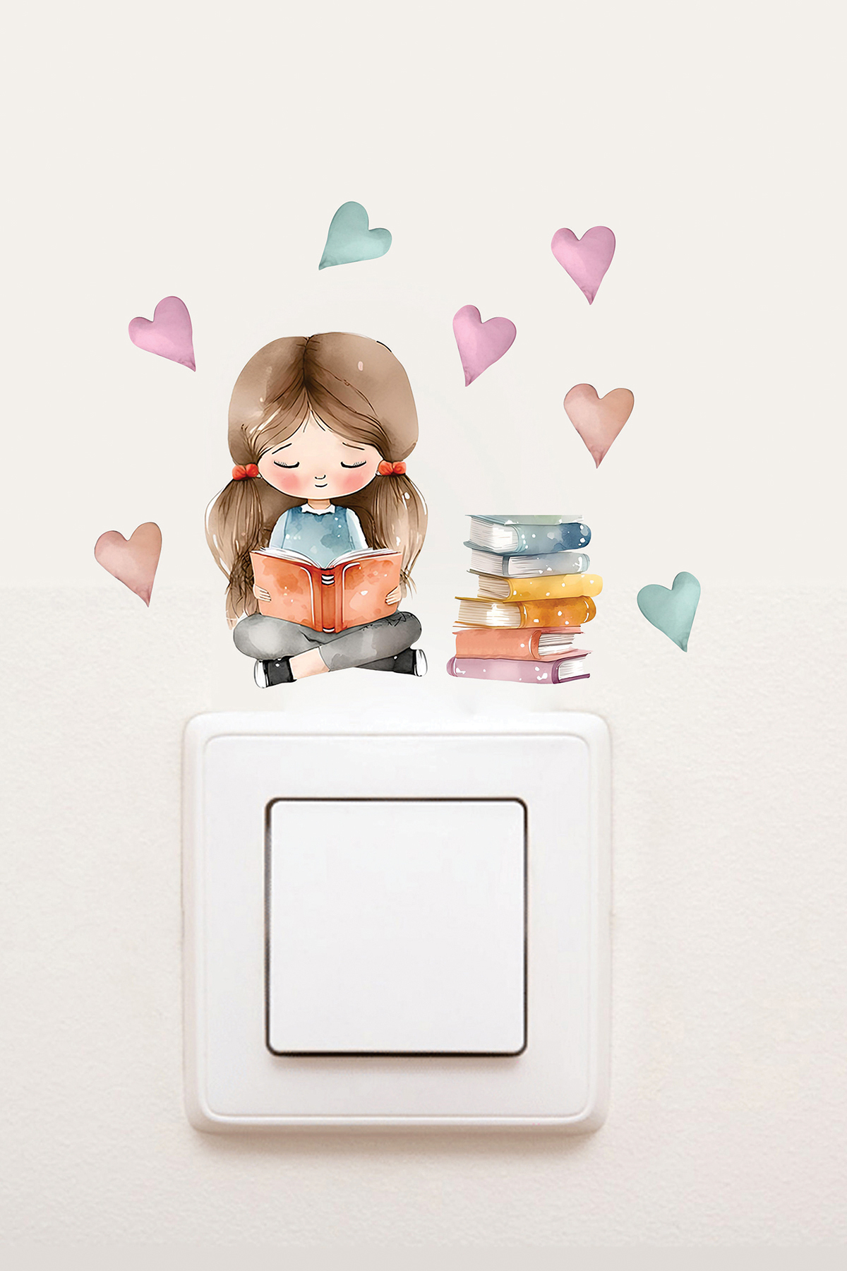 MSticker Çocuk Odası Duvar Priz Sticker Mini Boy Sticker - Kitap Okuyan ...