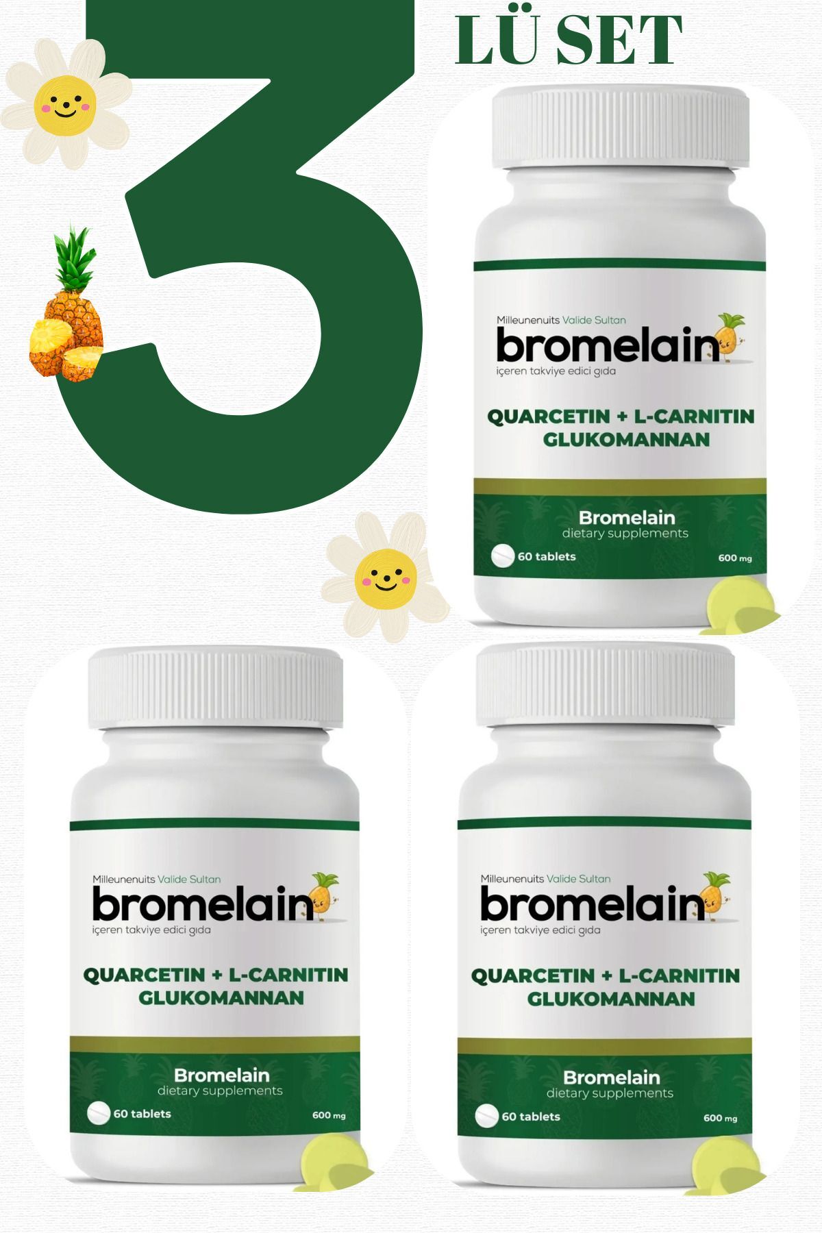 valide sultan 3'lü Bromelain Set Takviye Edici Gıda 180 Tablet - Fiyatı ...