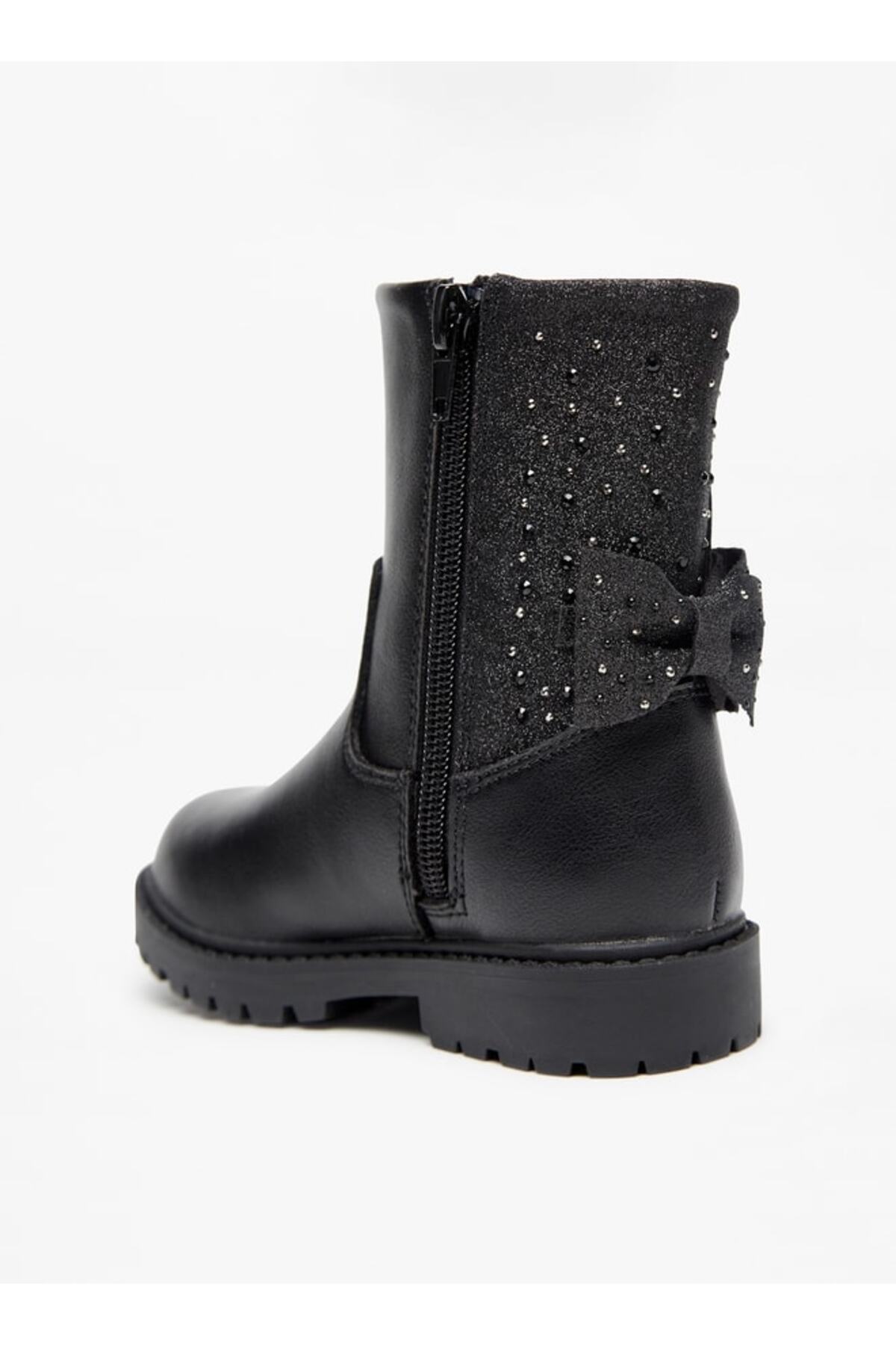 Juniors Bow Accent High Cut Boots with Zip Closure- Trendyol