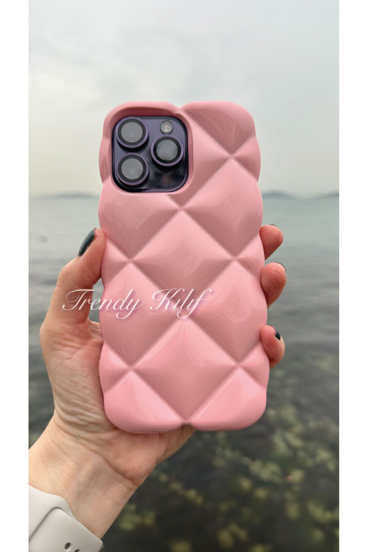 TRENDY KILIF iPhone (15 Pro Max) uyumlu Pembe Baklava PuffFiyatı ...