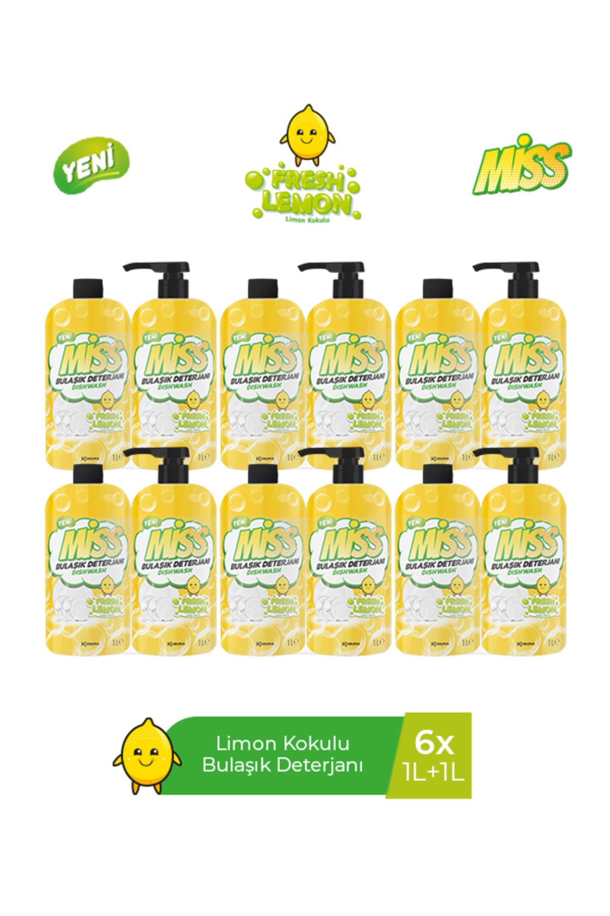 Miss MİSS BULAŞIK DETERJANI (LİMON+LİMON) 1 L + 1 L x 6 ADET - Fiyatı ...