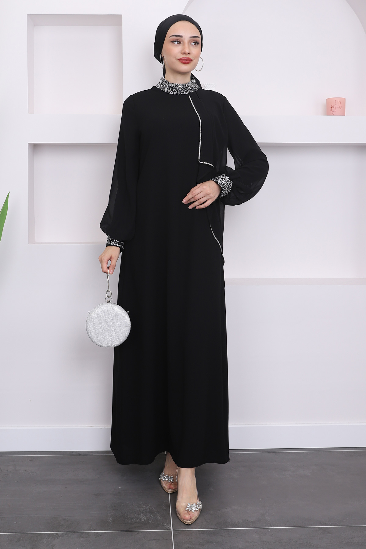 İmajButik Siyah Taşlı Ön Detaylı Abiye Fiyatı, Yorumları - Trendyol