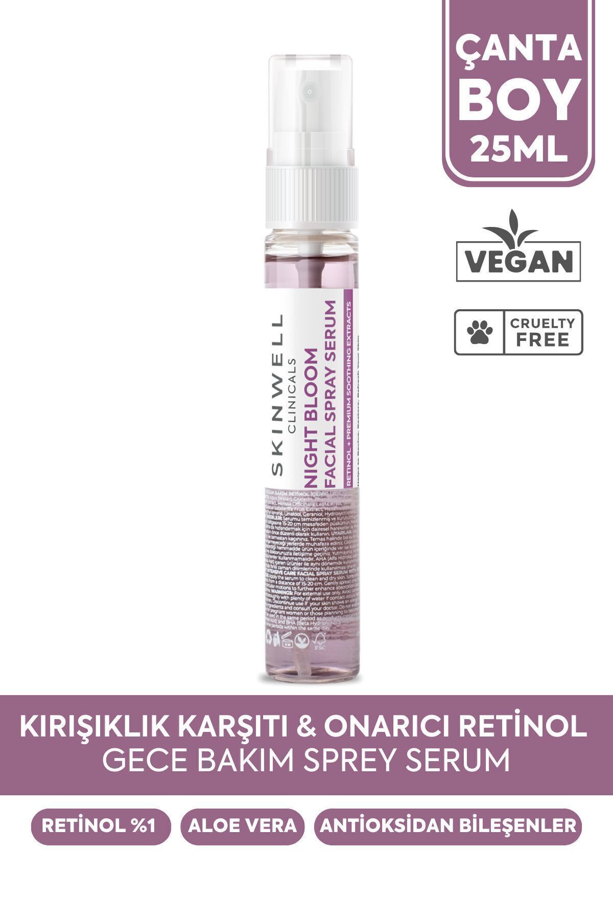 Skinwell Kırışıklık Karşıtı, Onarıcı %1 Retinol (A VİTAMİNİ) Gece Sprey Serum 25ml - Fiyatı ...
