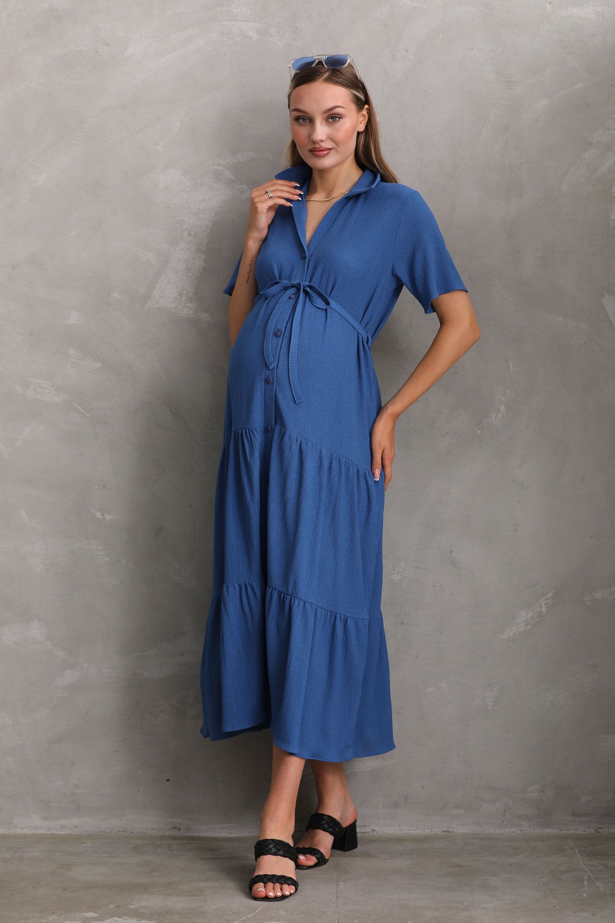 Miss Dünya Lissa Önden Düğmeli Gömlek Yaka Kısa Kol Hamile ve Lohusa ...