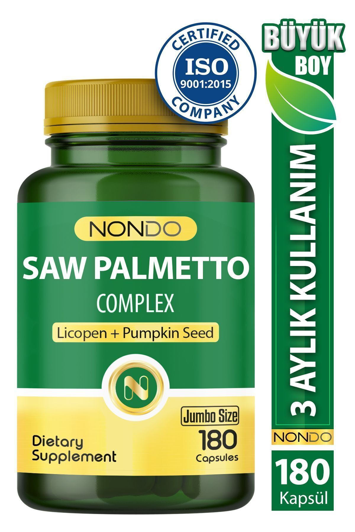Nondo Saw Palmetto Complex 180 Kapsül (jumbo Boy Cüçe Palmiye Likopen ...