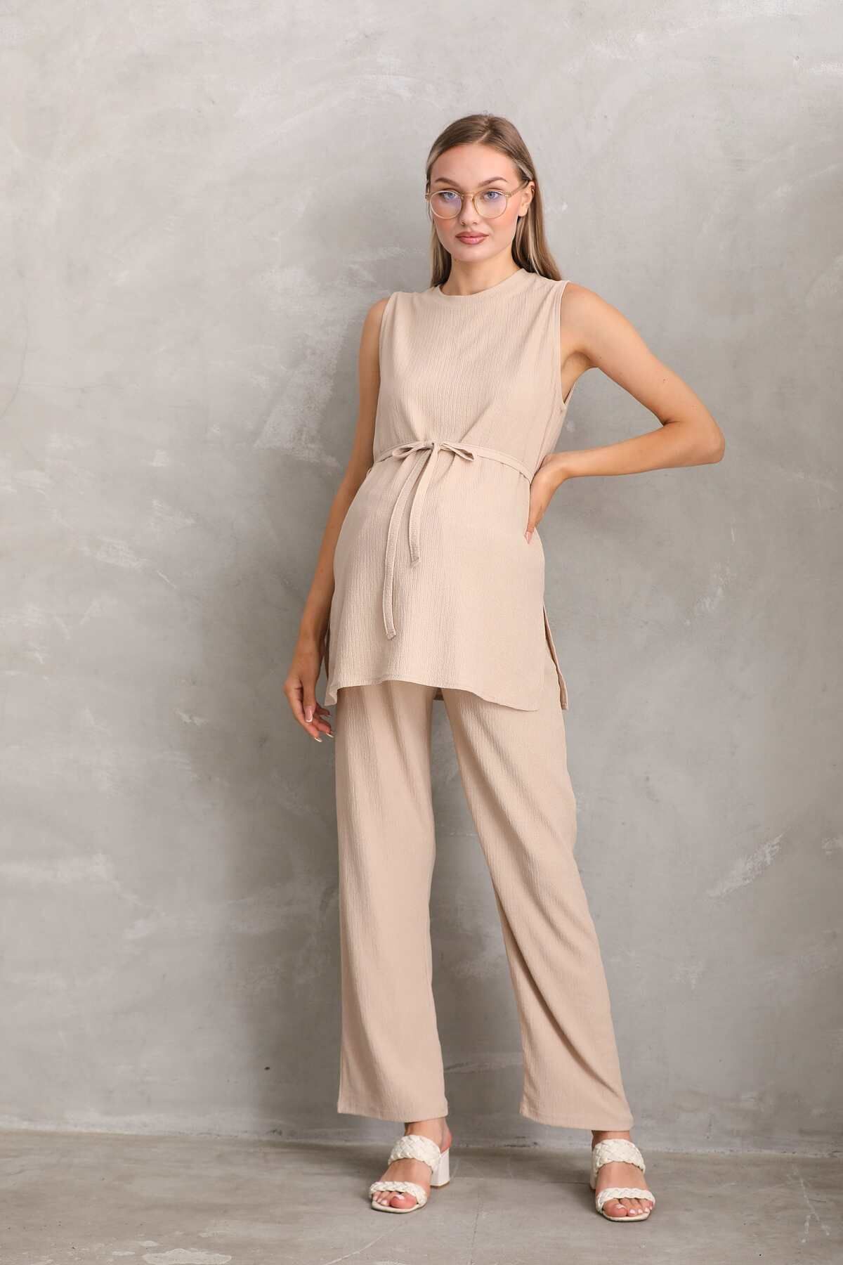 Miss Dünya Lissa Önden Kuşak Detaylı Hamile ve Lohusa Kolsuz Alt - Üst ...