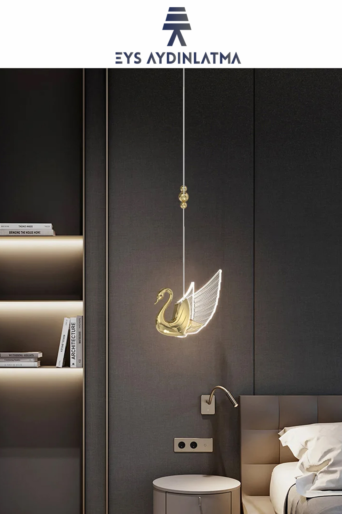 EYS Aydınlatma Luxury Exclusive Sarkıt Led Avize Kuğu Gold Ledli Avize ...