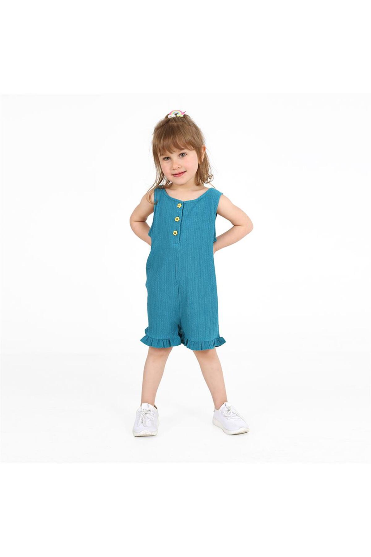 LUESS Kız Çocuk Siyah Çiçekli Düğme Detaylı Dokulu Tulum Fiyatı ...