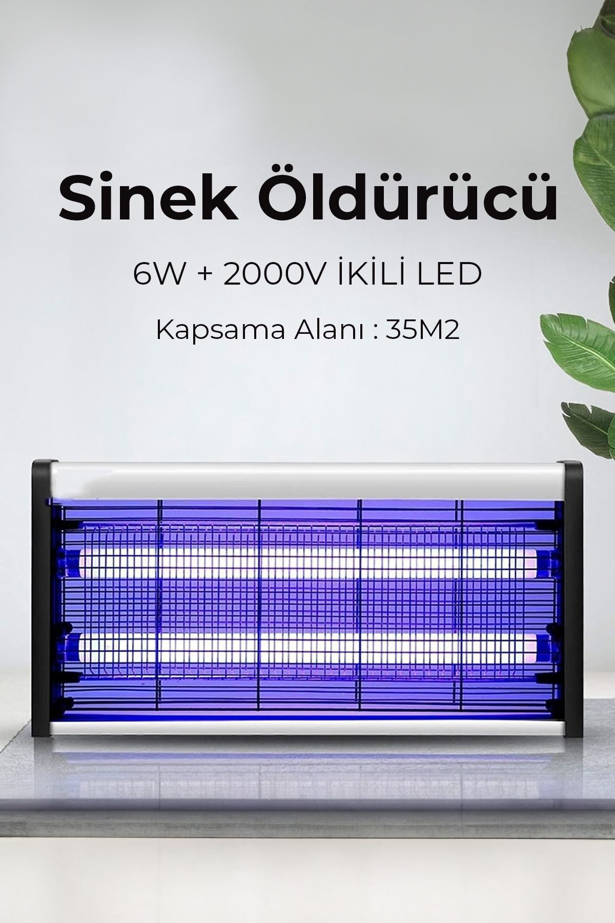 Onetick 6W+2000V İkili Ledli Sinek Kovucu SivriSinek Savar Mor Işık ...