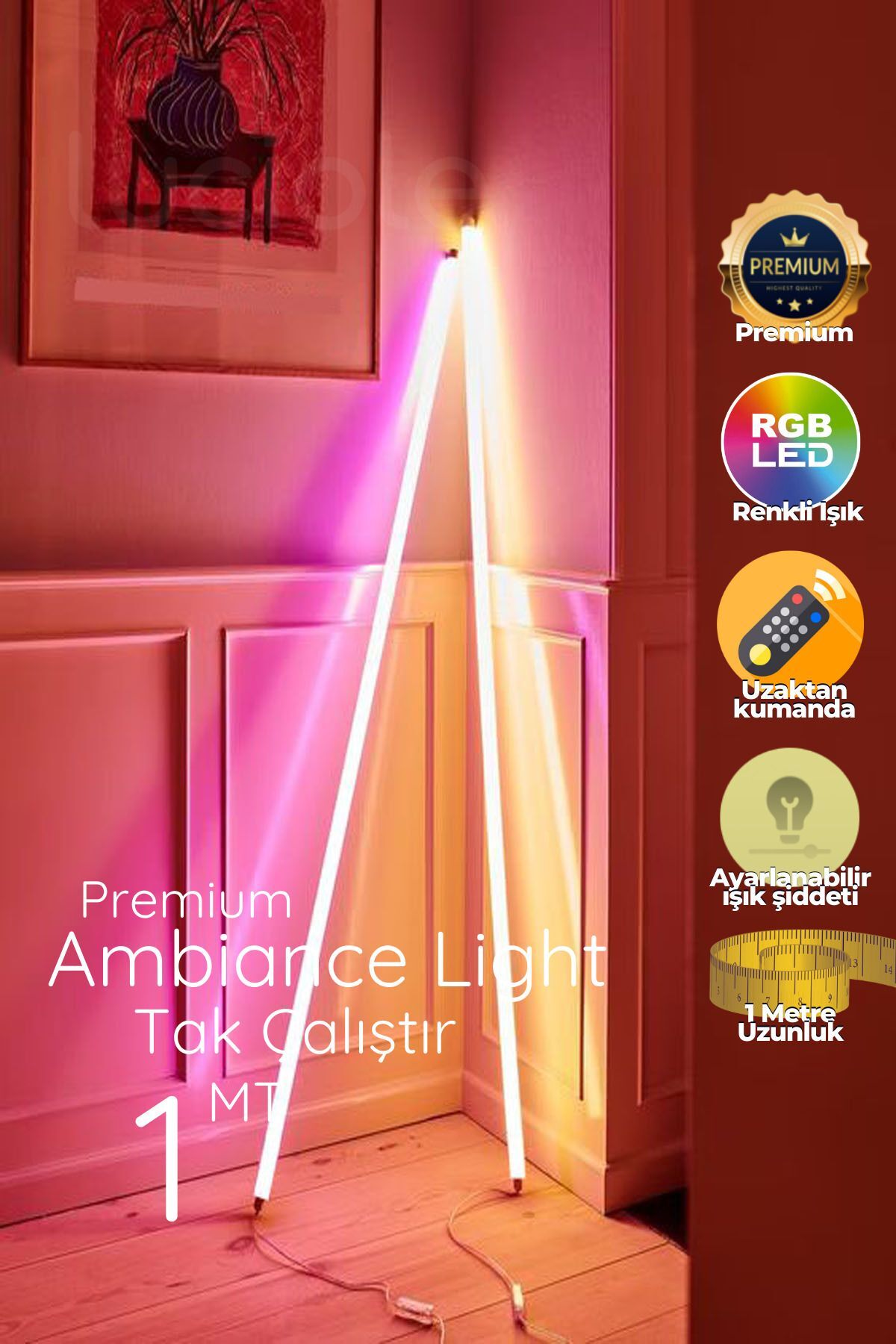 luciole Rgb Led Strip Tube Light Led aplik Uzaktan Kumandalı Işık Lamba ...