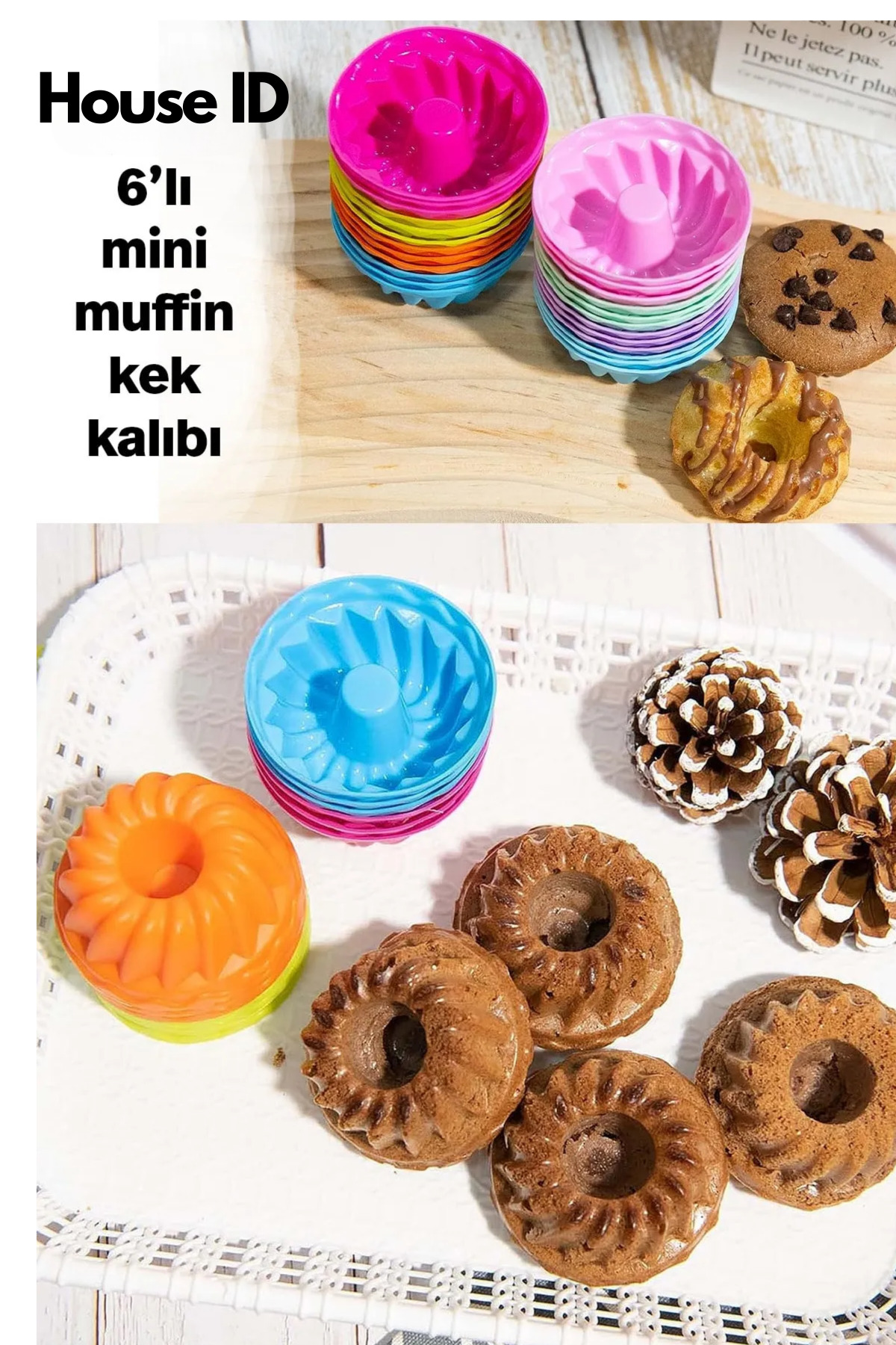 House ID 6'lı Renkli Mini Silikon Muffin Kalıbı ,Minik Kek Kabı ,Jole ...