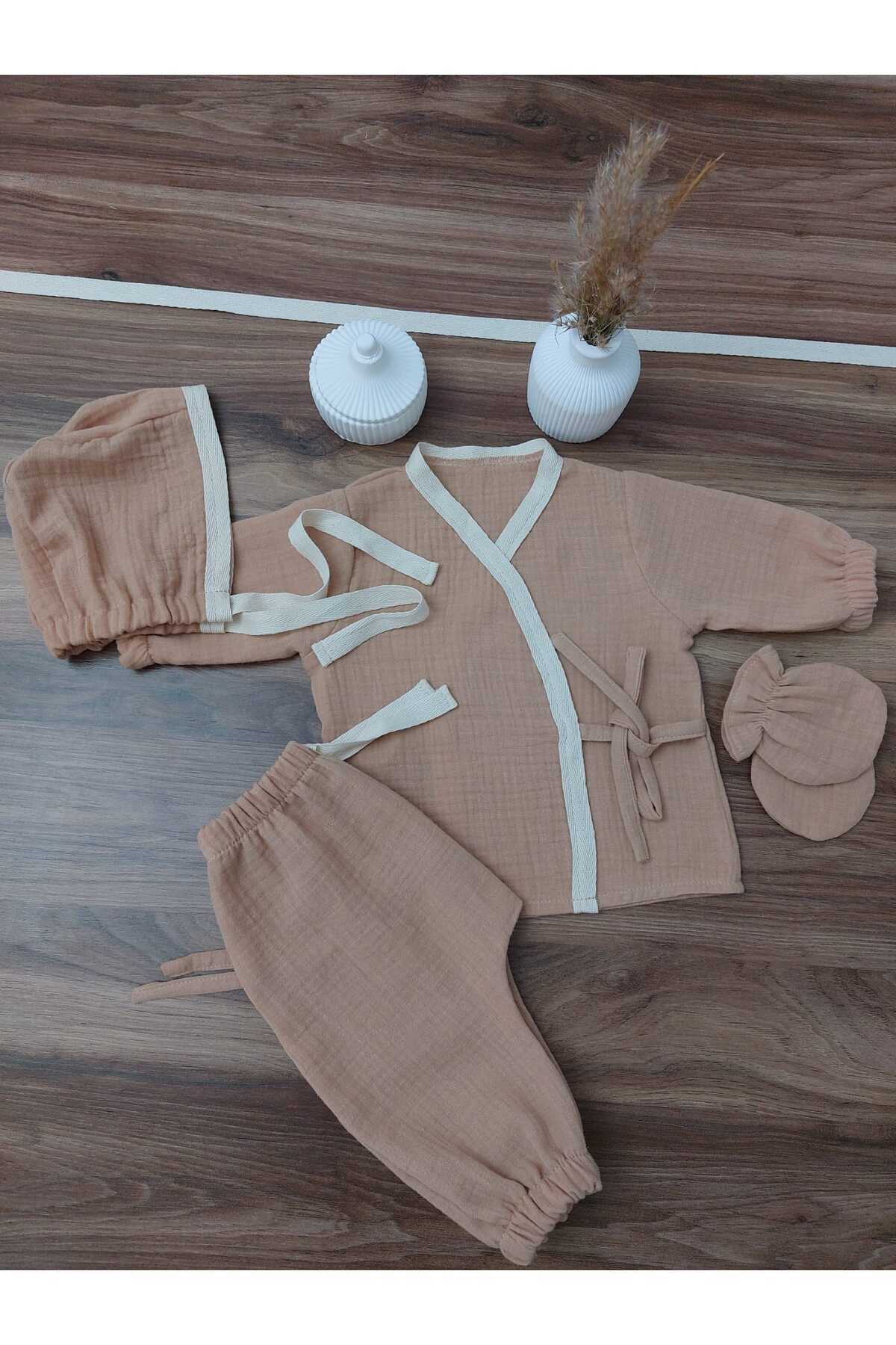 ykr design Bal Rengi Harem 2 kat Yenidoğan Müslin Hastane Çıkışı Seti ...