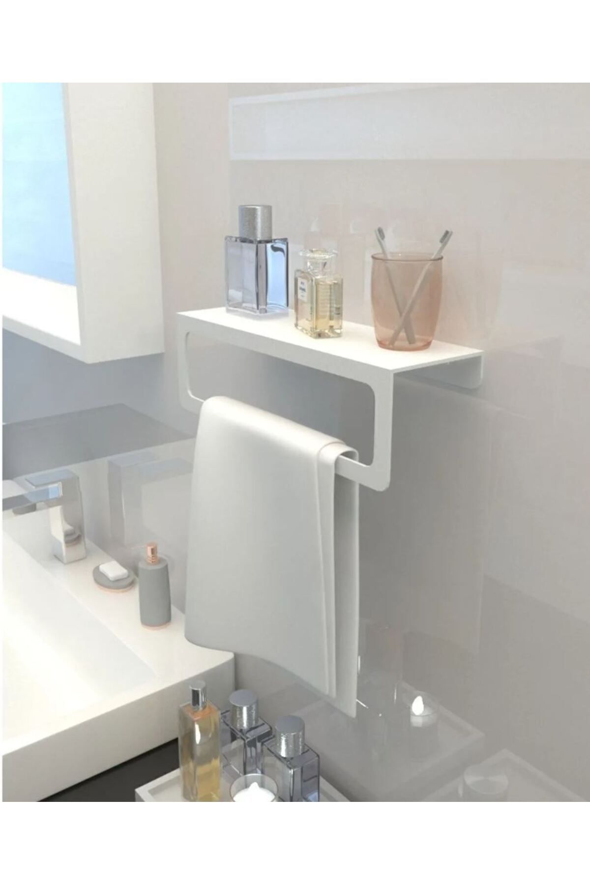 Dione Store Modern Beyaz Metal 3'lü Set Raflı Banyo Havlu Askılığı-rolu Havlu Askılığı -tuvalet ...