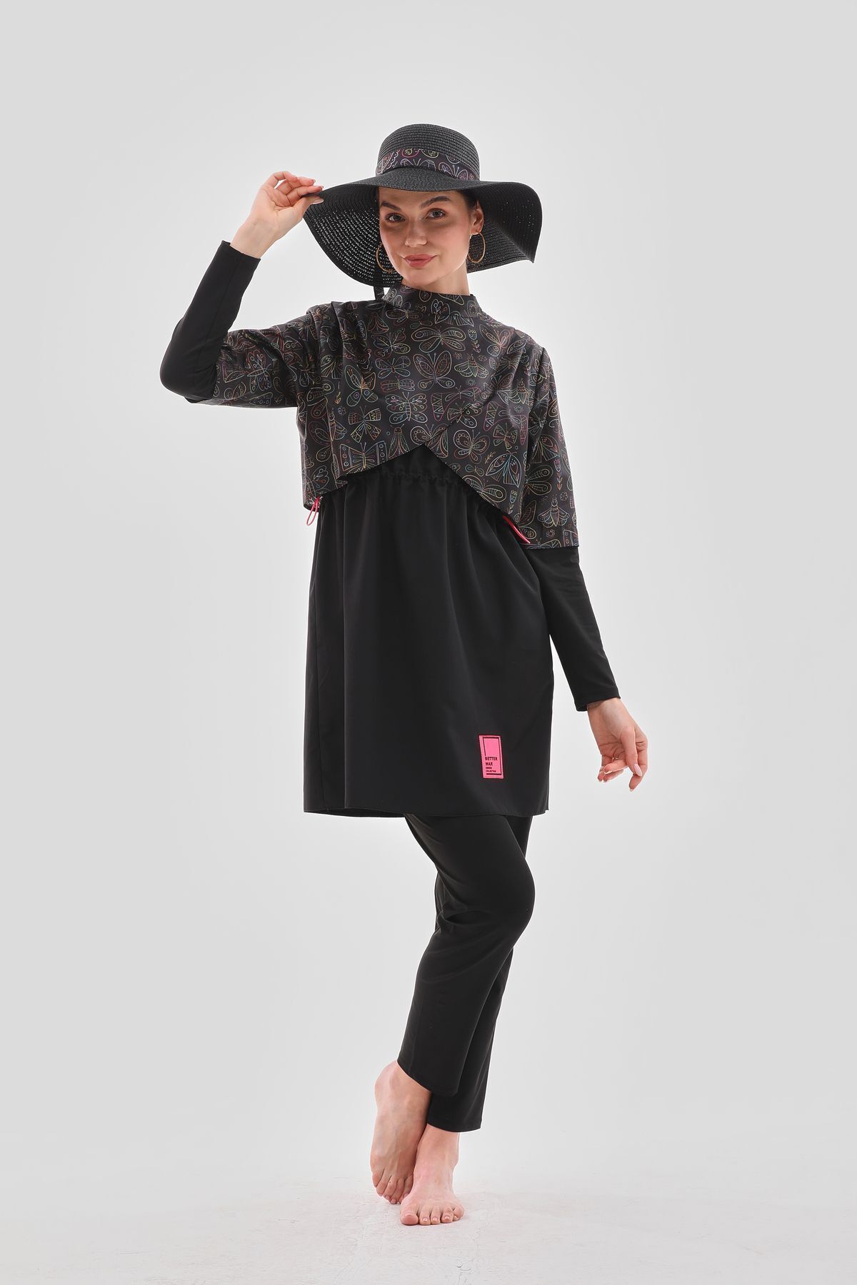 MAG FASHİON Omuzda Pile Detaylı 3 Parça Tesettür Mayo Tam Kapalı Mayo ...