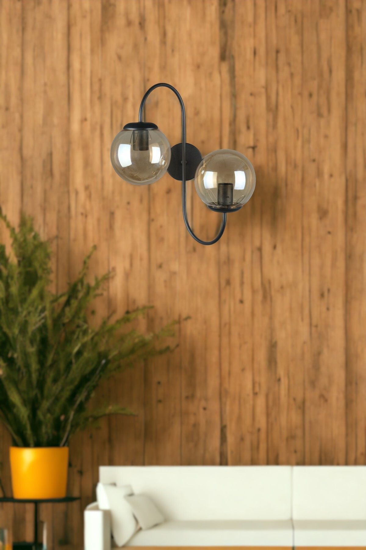 Fer Avize Jüpiter aplik Modern Tasarım Siyah Renk Bal Camlı Cafe ...