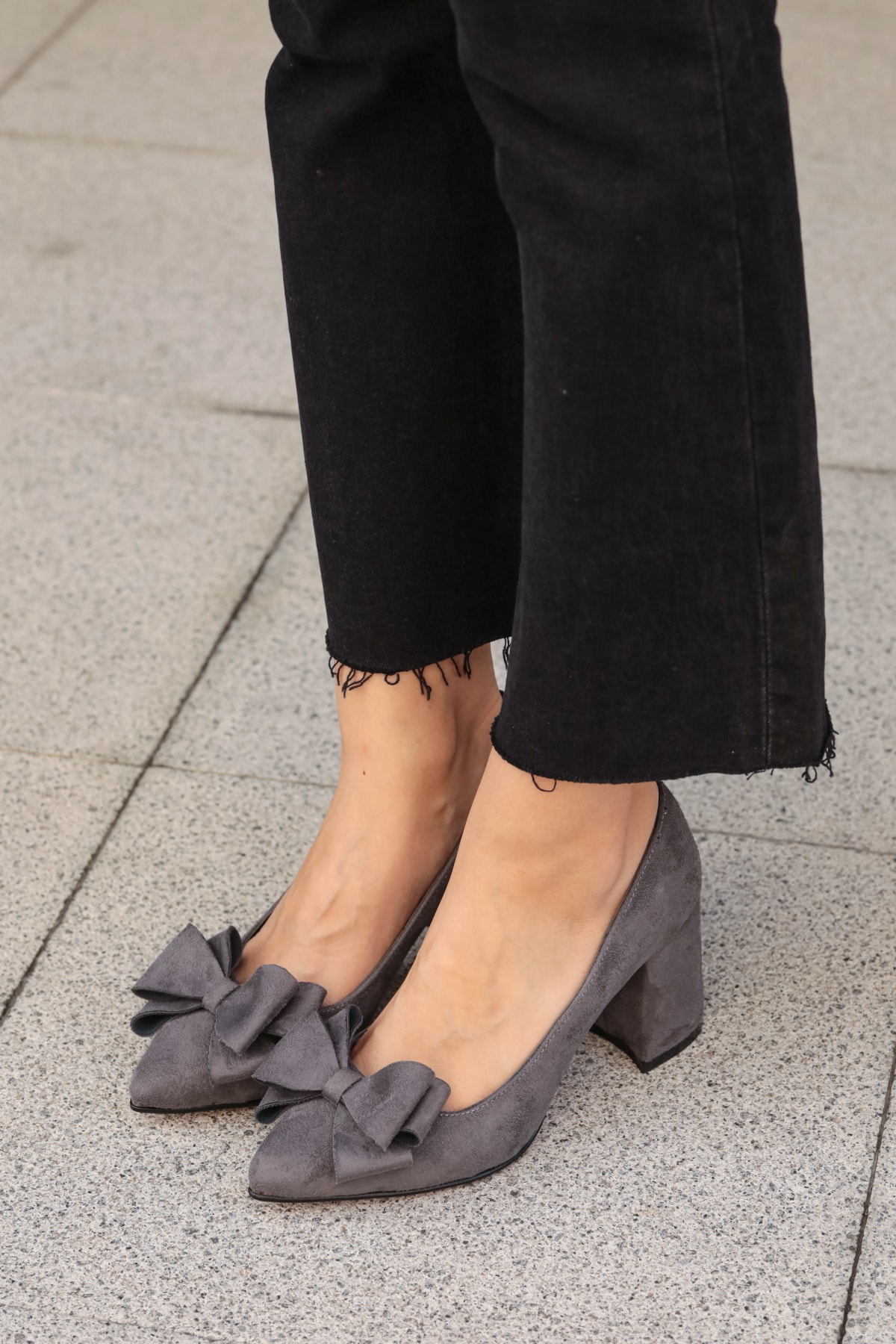 Mio Gusto Gri Kadın Topuklu Ayakkabı