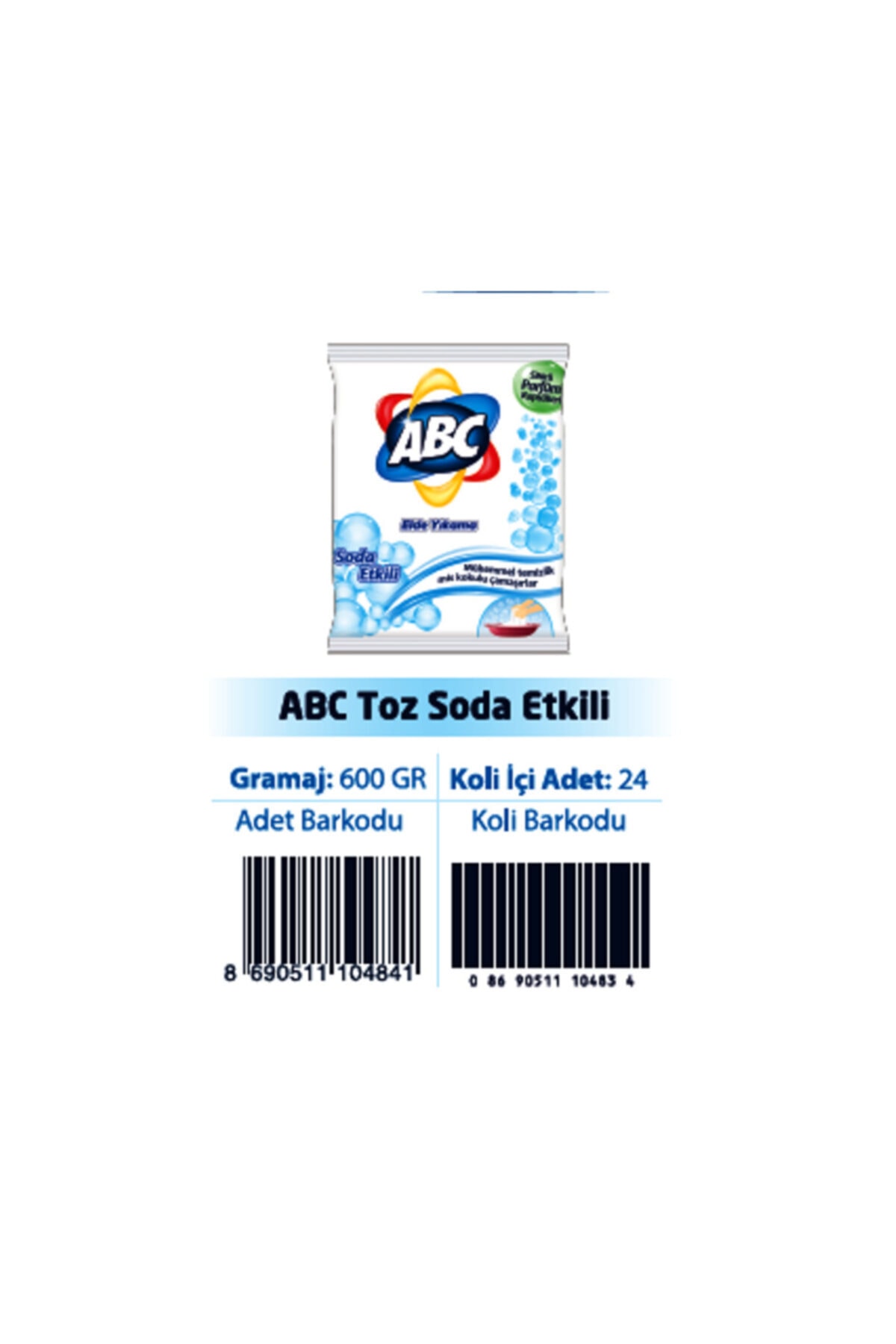 ABC Toz Çamaşır Deterjanı Soda Etkili Elde Yıkama 600 Gram Fiyatı ...