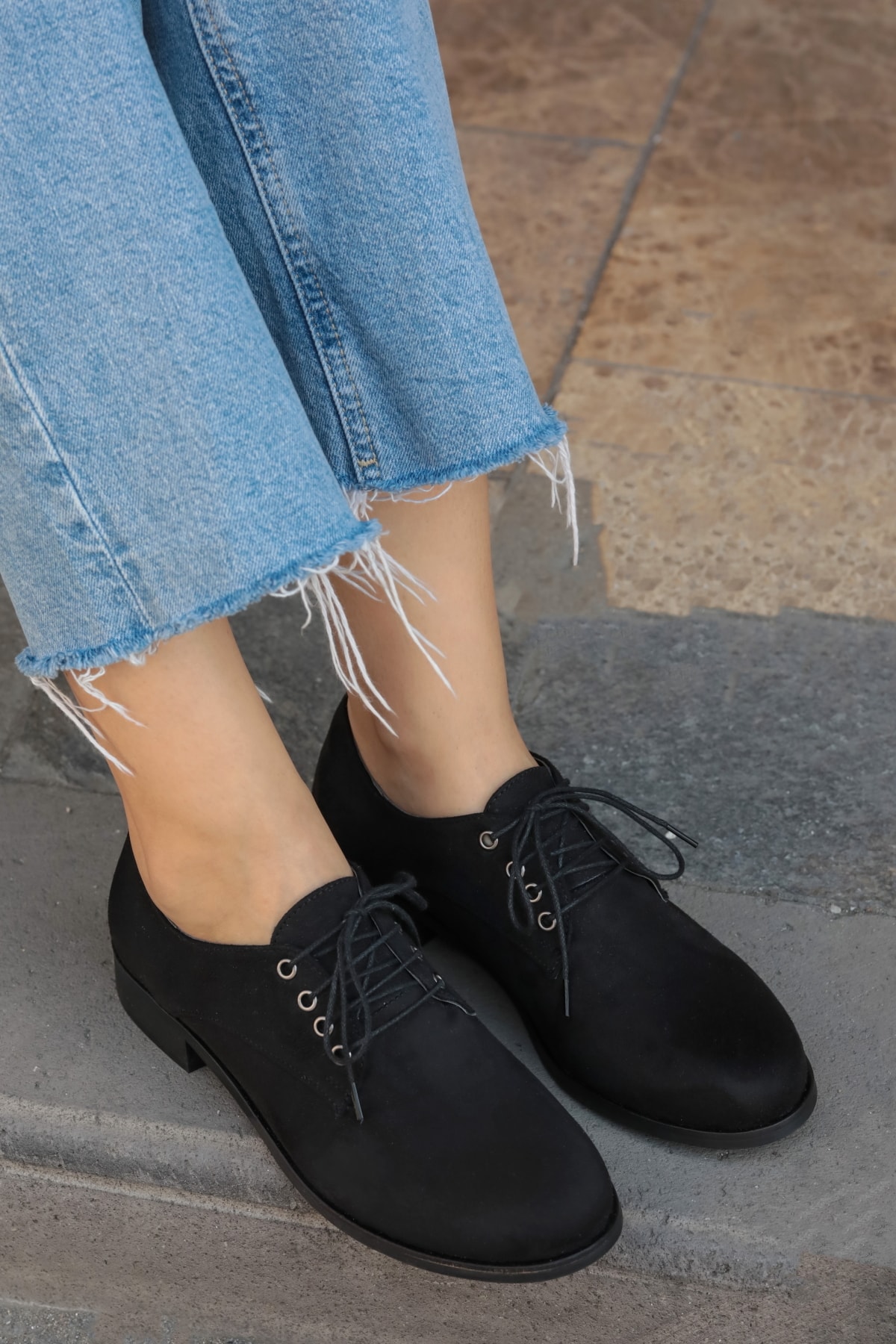 Mio Gusto Siyah Kadın Oxford Ayakkabı