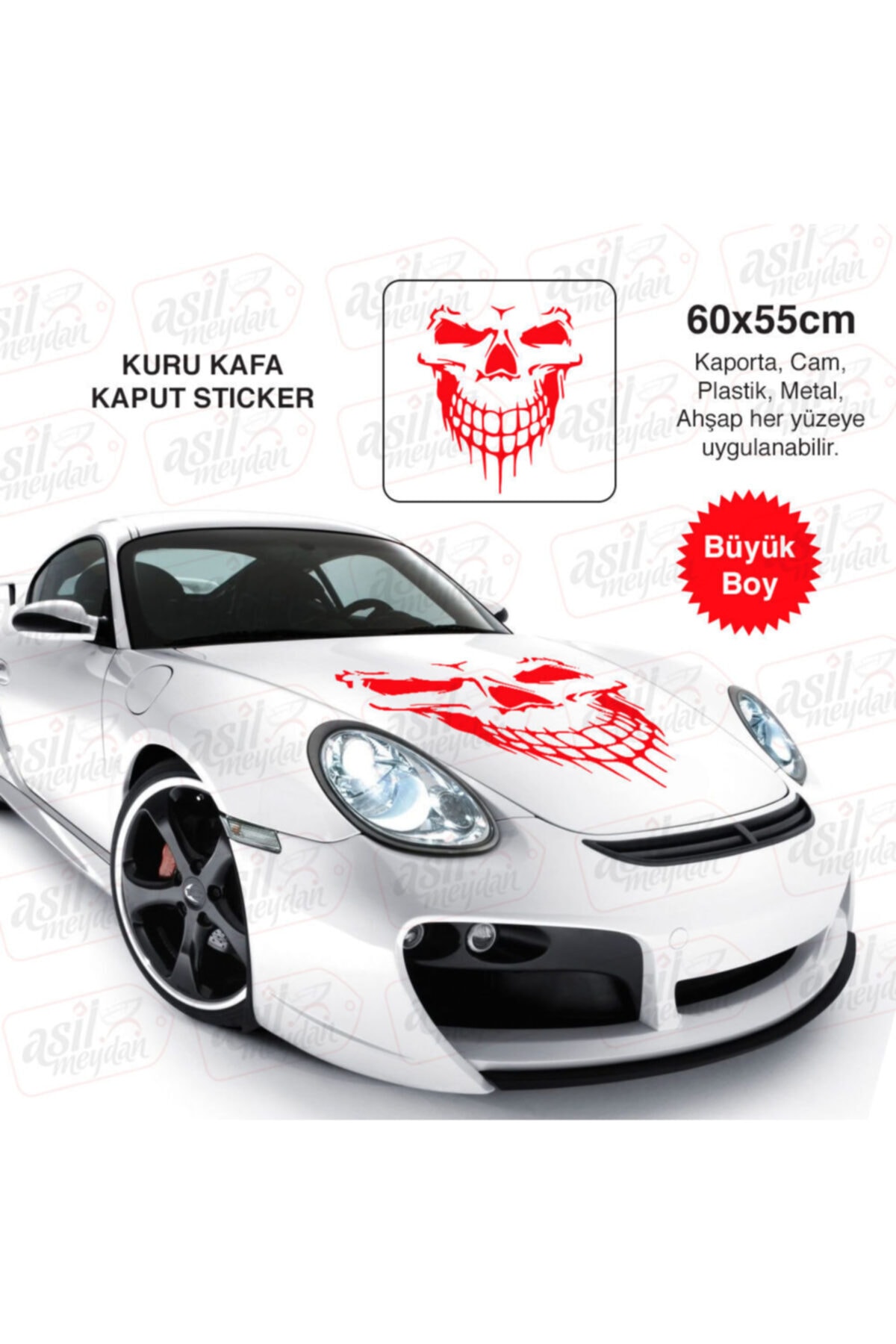 Genel Markalar Büyük Kuru Kafa Iskelet Kırmızı Kaput Sticker - Oto ...