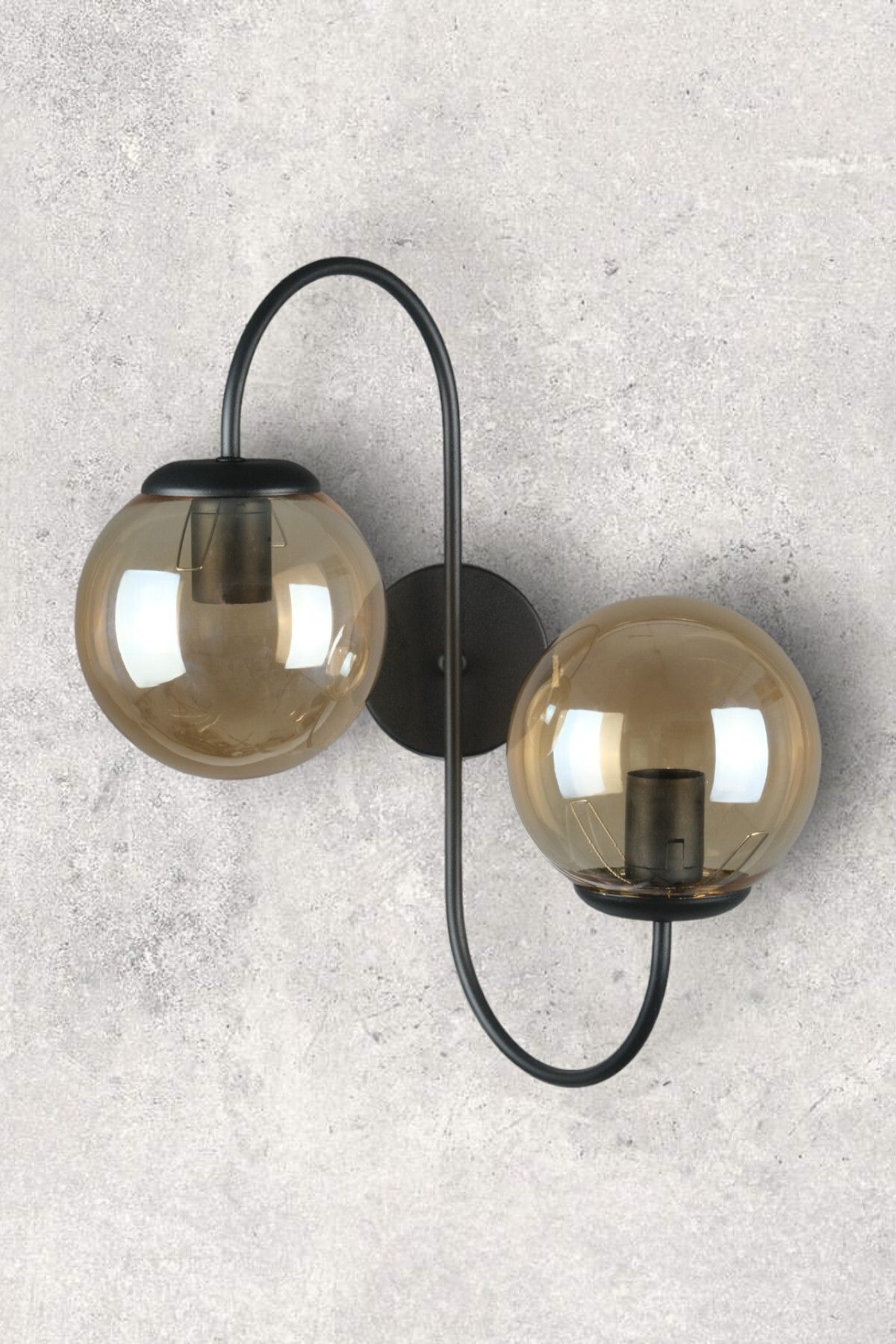 Fer Avize Jüpiter aplik Modern Tasarım Siyah Renk Bal Camlı Cafe ...