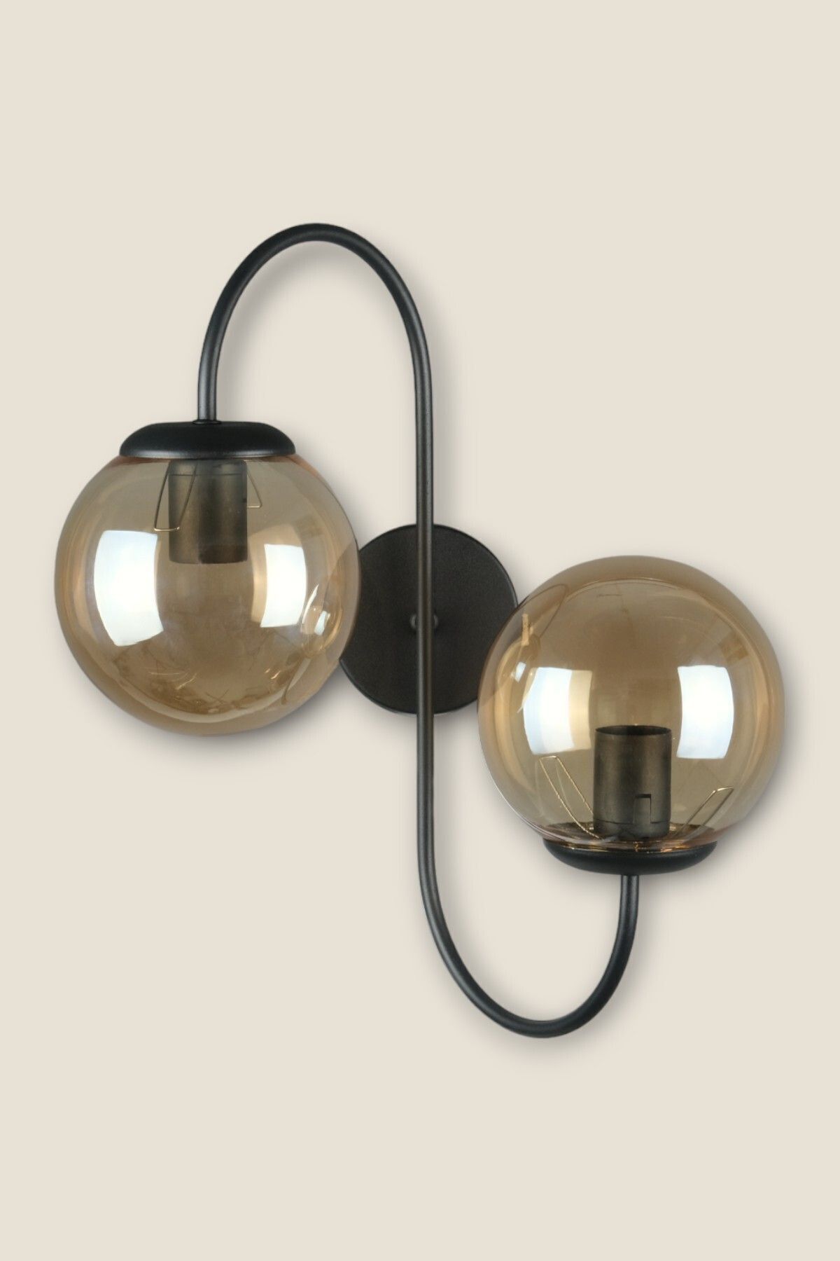 Fer Avize Jüpiter aplik Modern Tasarım Siyah Renk Bal Camlı Cafe ...