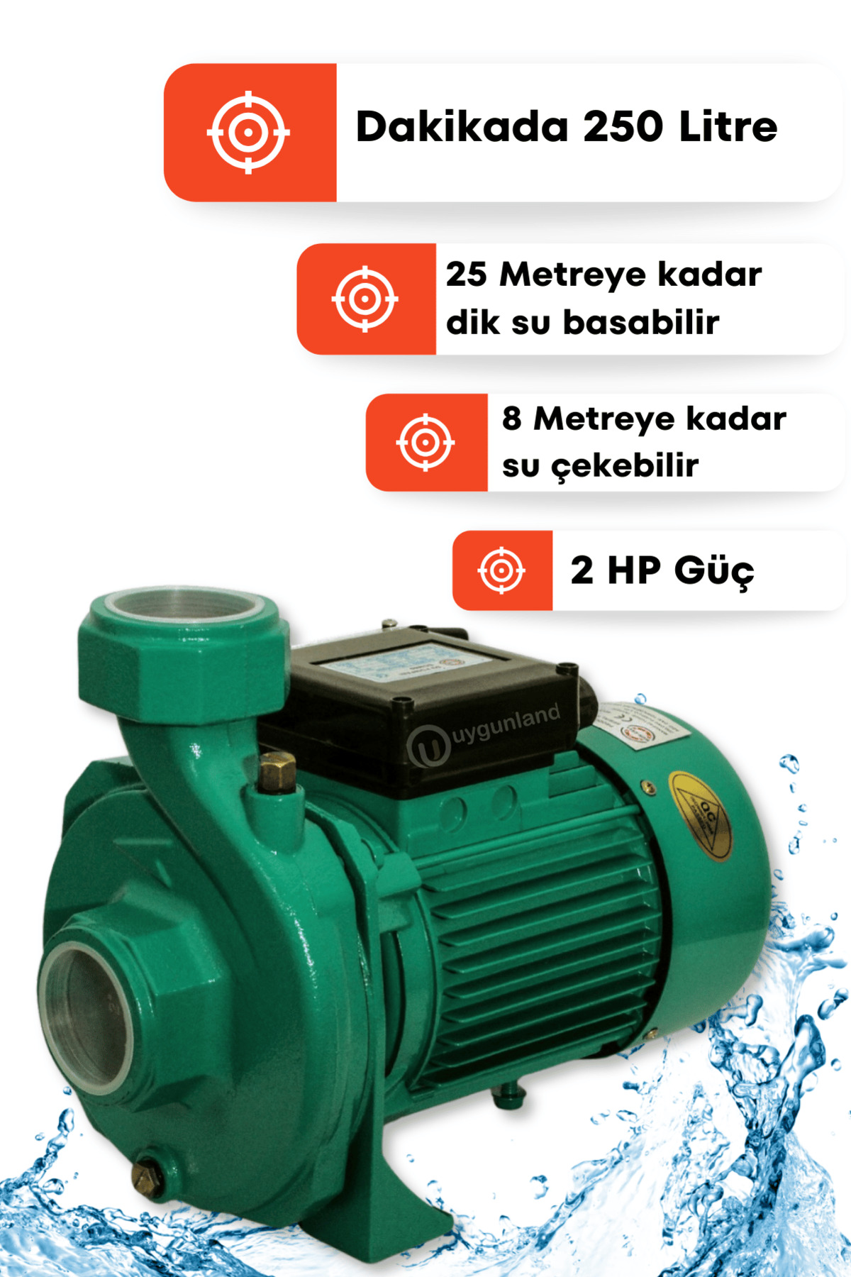 Dager Scm80 Su Dinamosu 2 Hp Elektrikli Su Motoru Santrifüj Pompa 100 Mt Yatay 25 Mt Dikey Basma ...