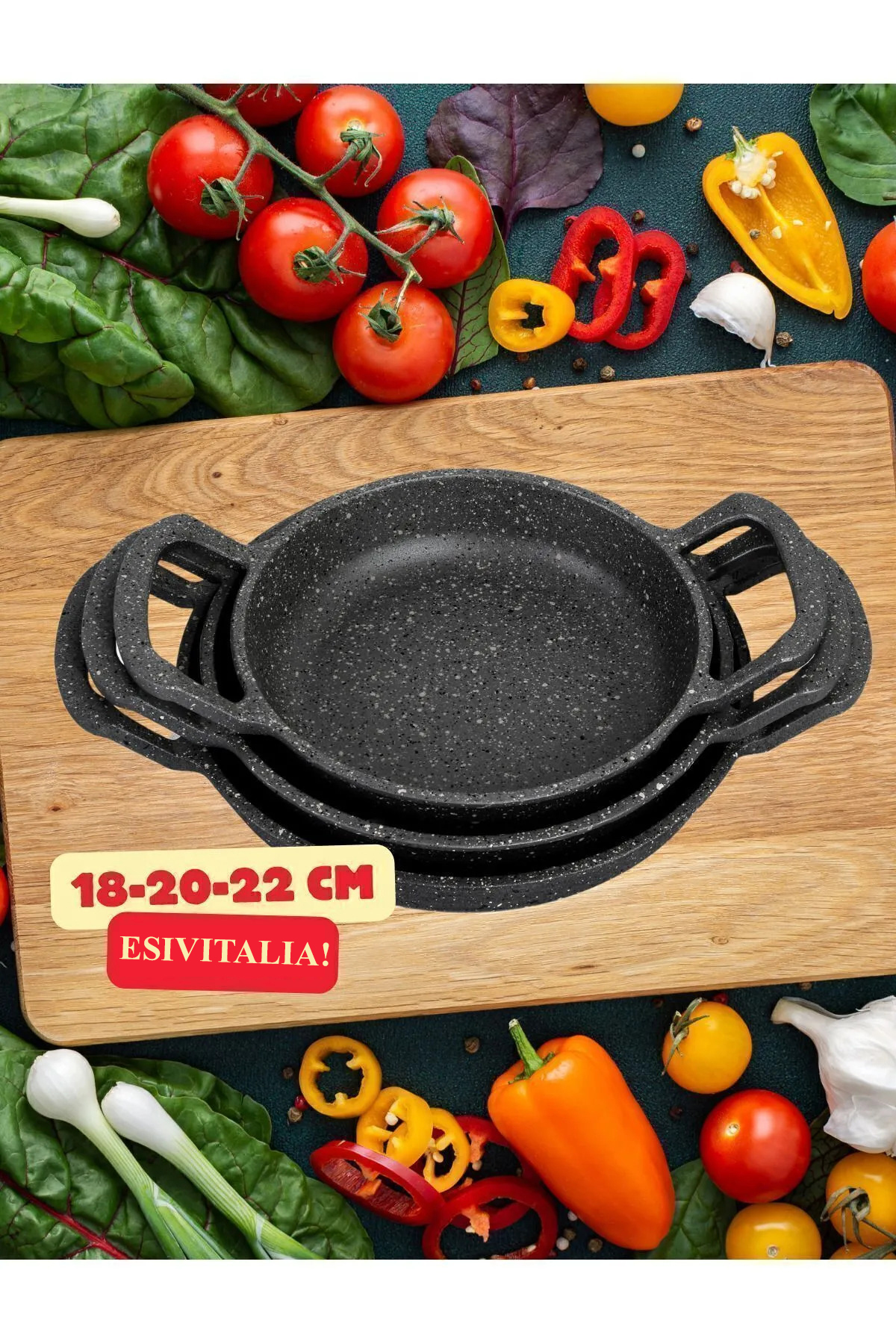 ESIVITALIA 3'lü Döküm Granit Sahan Seti Tava 18-20-22 Fiyatı, Yorumları ...