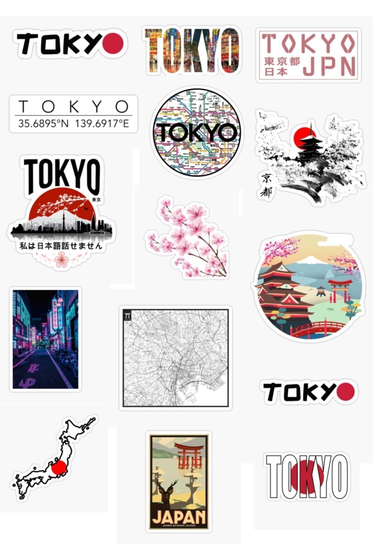 MiniPera Japonya - Tokyo 15'li Özel Tasarım Sticker Seti Fiyatı ...