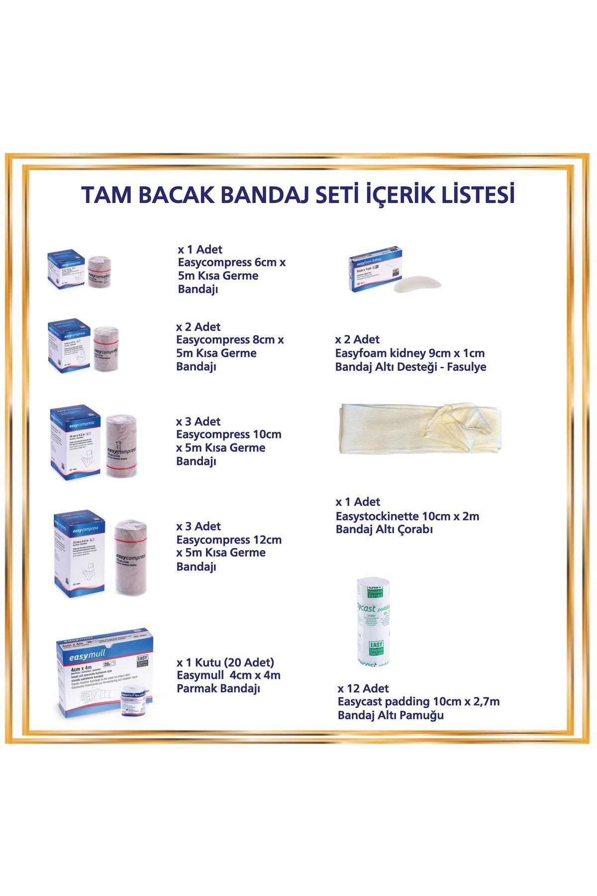 Easy Lenfödem (ALT EKSTREMİTE) Tam Bacak Kompresyon Bandaj Seti ...