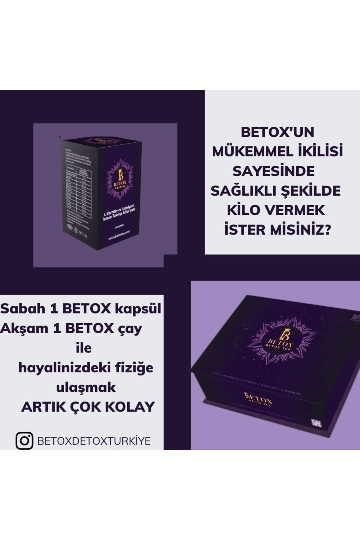 B BETOX DETOX TEA 2 Aylık Paket= 2 Kapsül ,1 Çay - Fiyatı, Yorumları