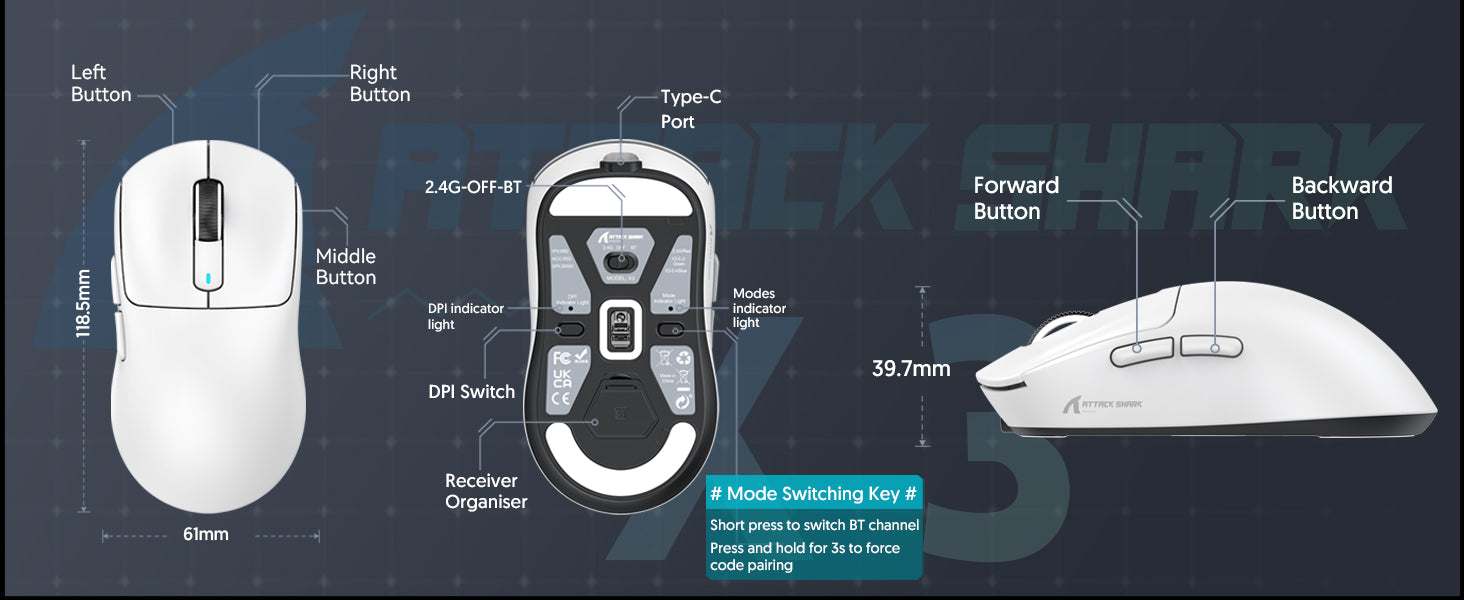 Attack Shark X3 Pro Superlıght 4000/8000 Hertz Kablosuz Oyuncu Mouse ...